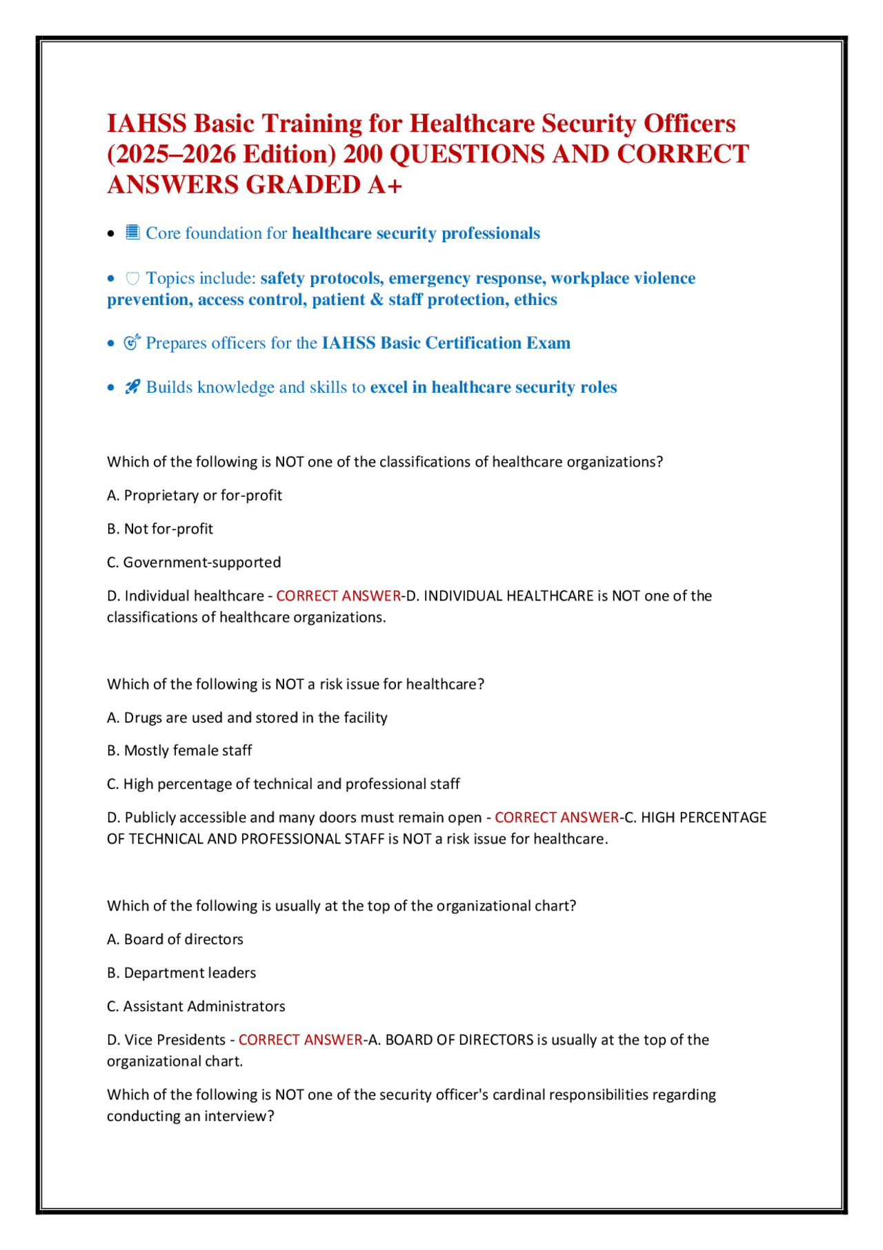 IAHSS Basic Training for Healthcare Security Officers (2025–2026 ...