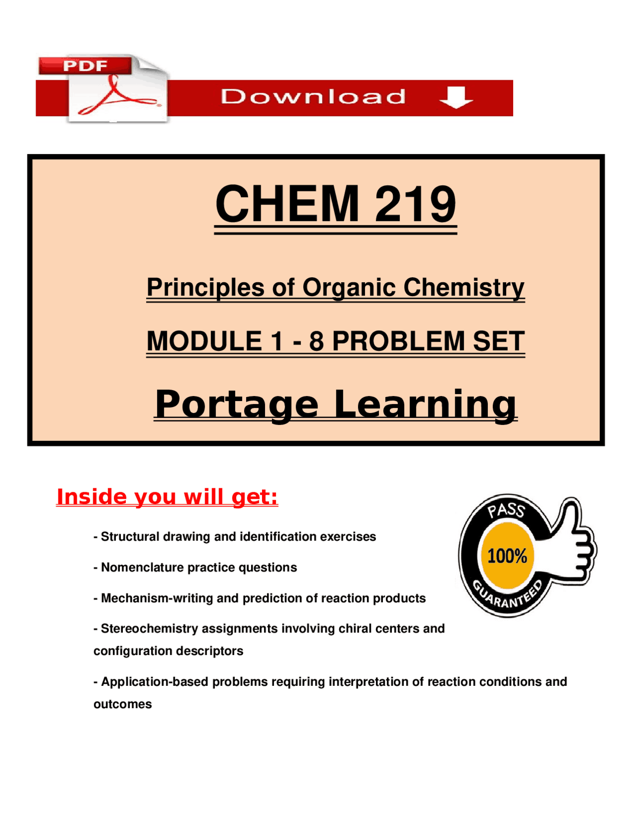 CHEM 219 Modules 1–8 Problem Set 2026 (PDF) | Organic Chemistry | Exams ...