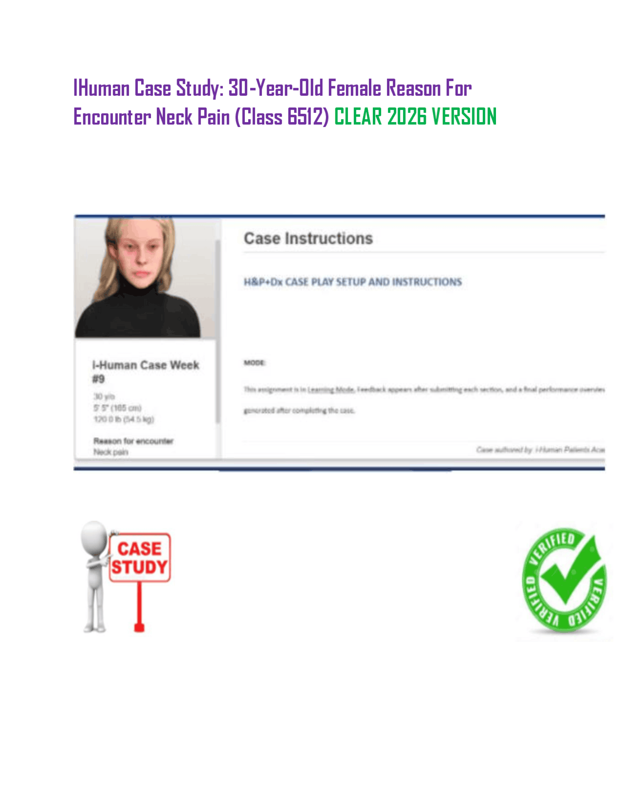 IHuman Case Study: 30-Year-Old Female Reason For Encounter Neck Pain ...