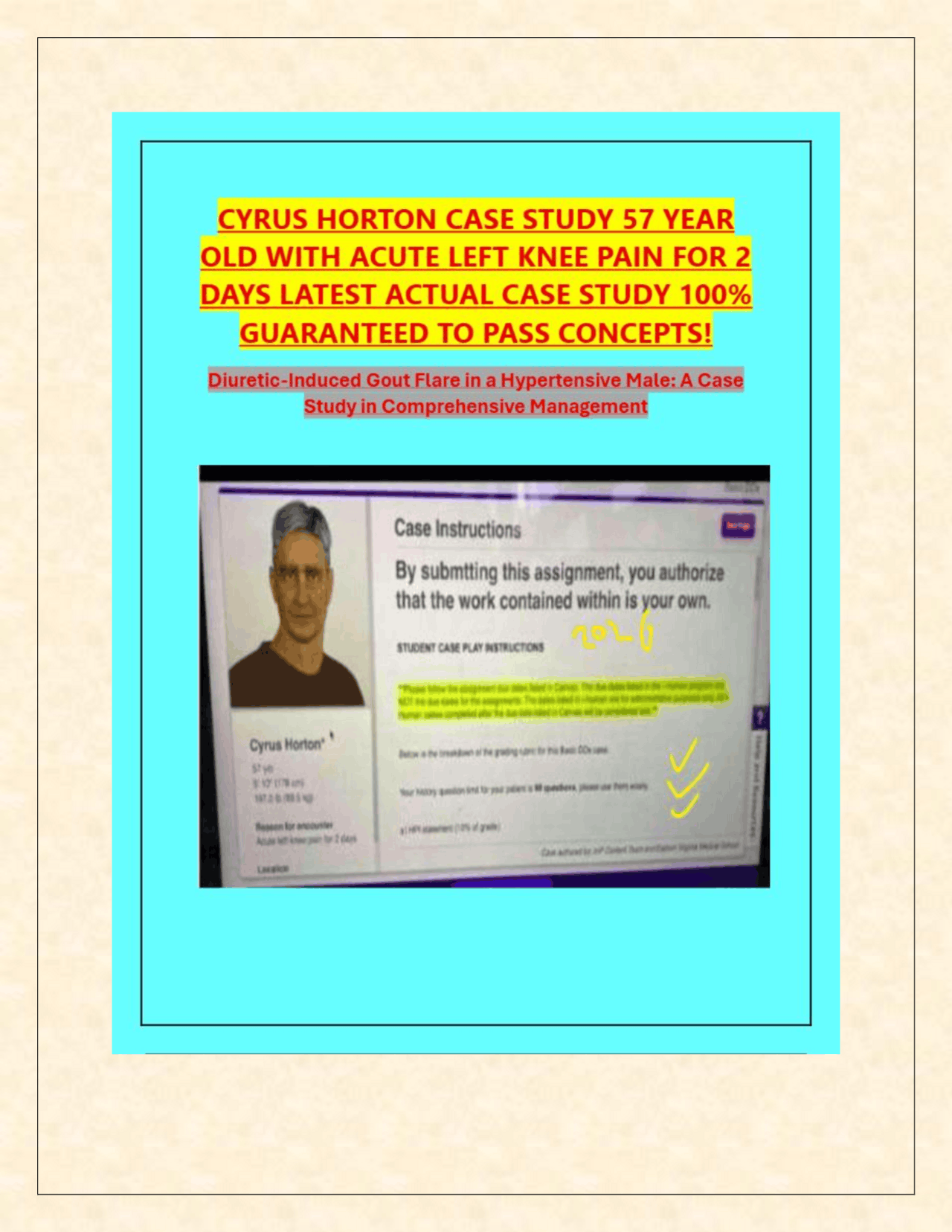 Cyrus Horton Case Study: 57-Year-Old Male with Acute Left Knee Pain ...