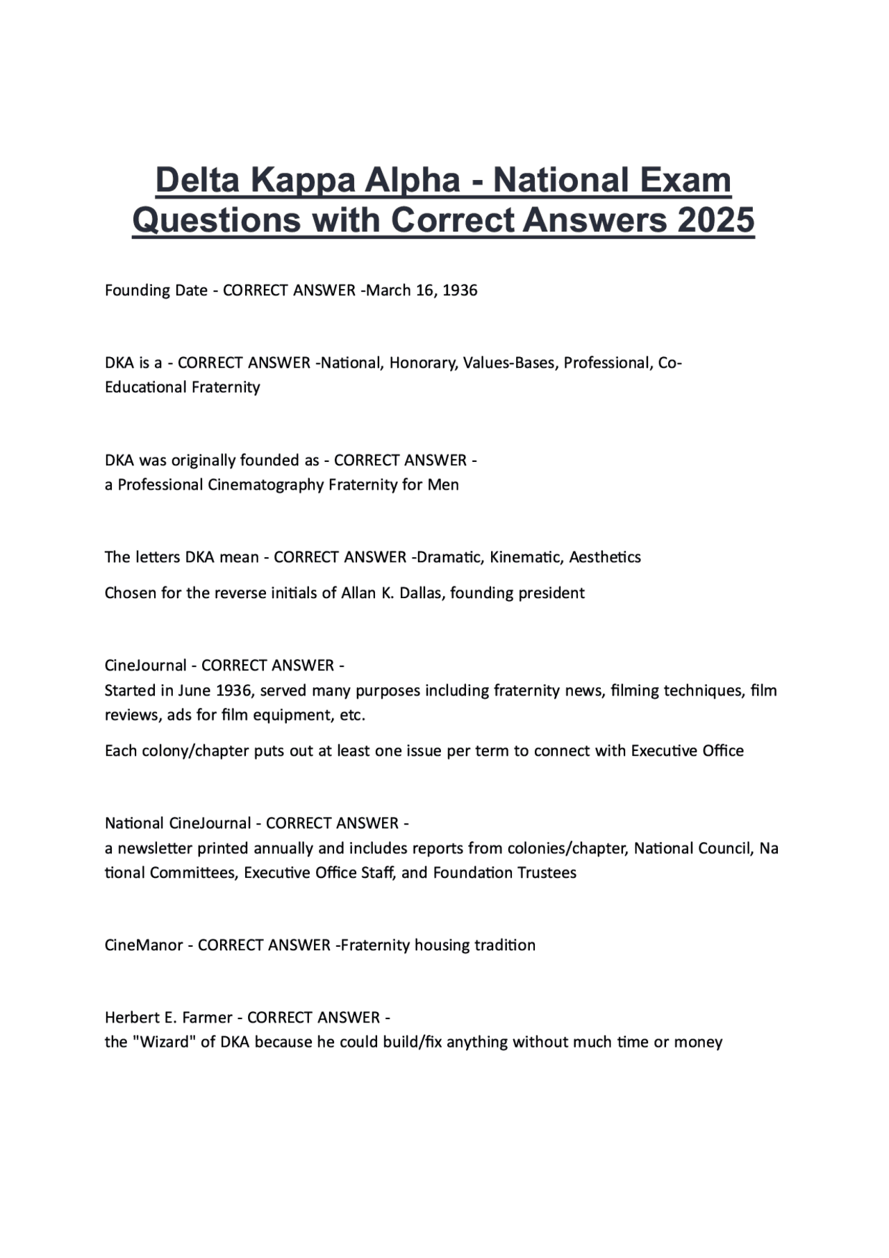 Delta Kappa Alpha National Exam Questions With Correct Answers 2026 ...