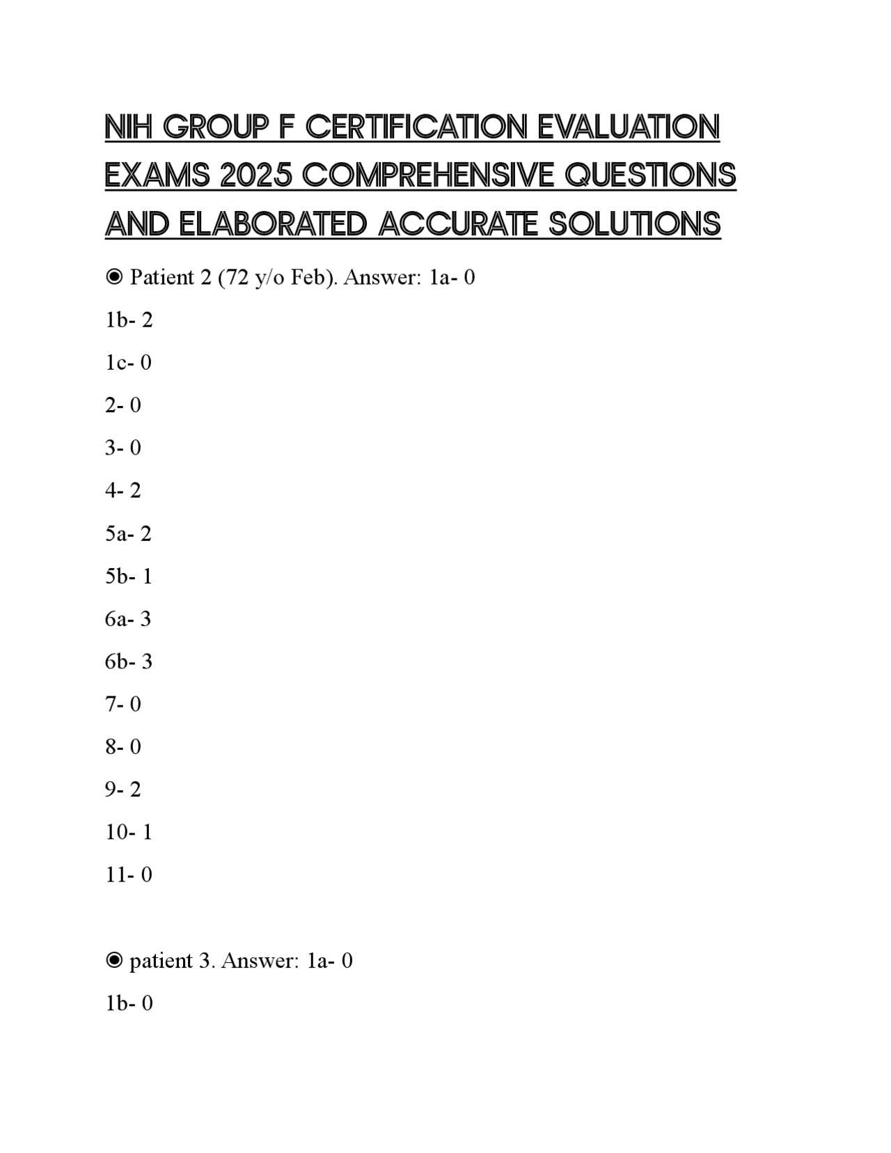 NIH GROUP F CERTIFICATION EVALUATION EXAMS 2025 COMPREHENSIVE QUESTIONS ...