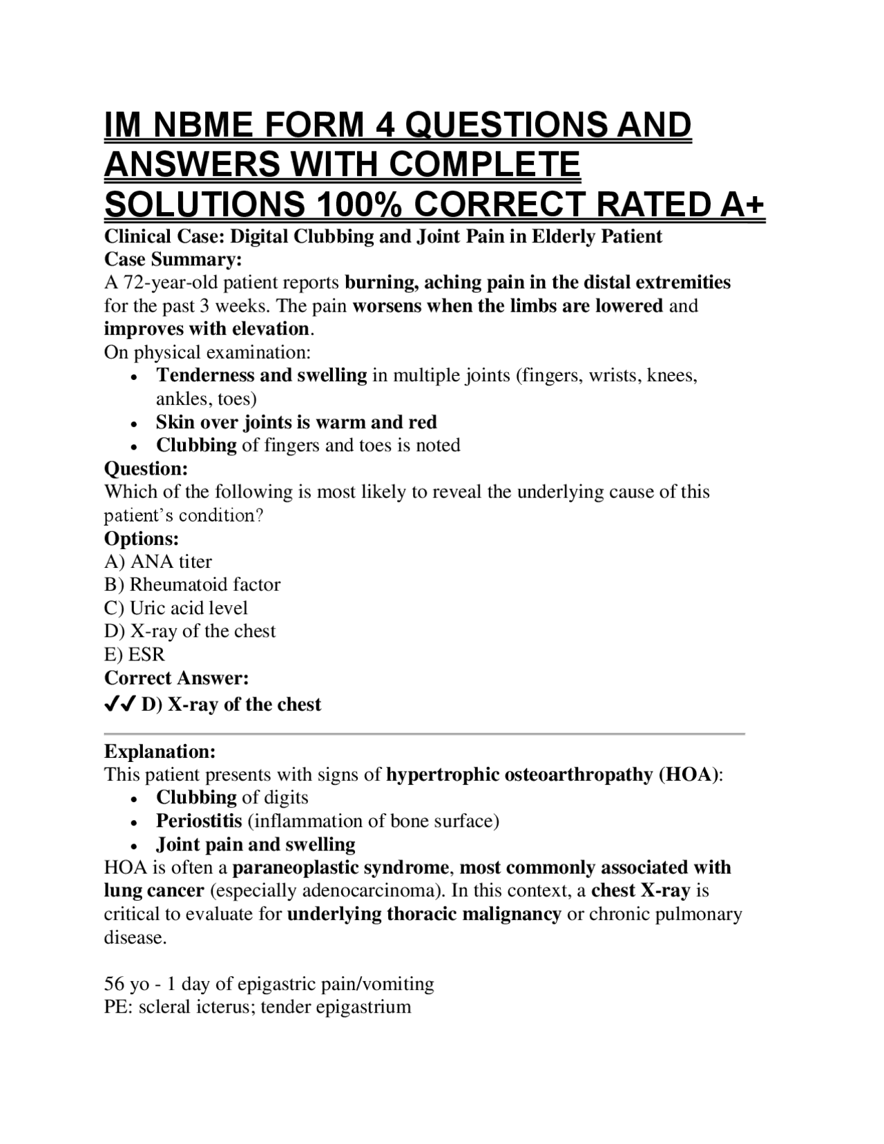 IM NBME FORM 4 QUESTIONS AND ANSWERS WITH COMPLETE SOLUTIONS 100% ...