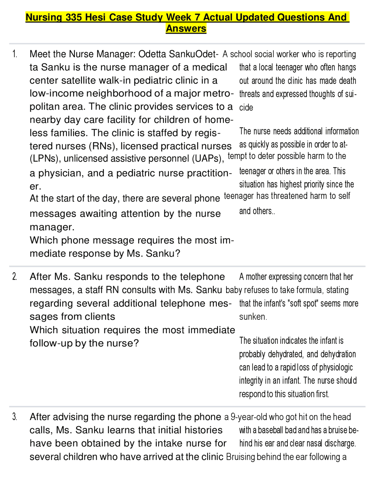 Nursing 335 Hesi Case Study Week 7 Actual Updated Questions And Answers ...