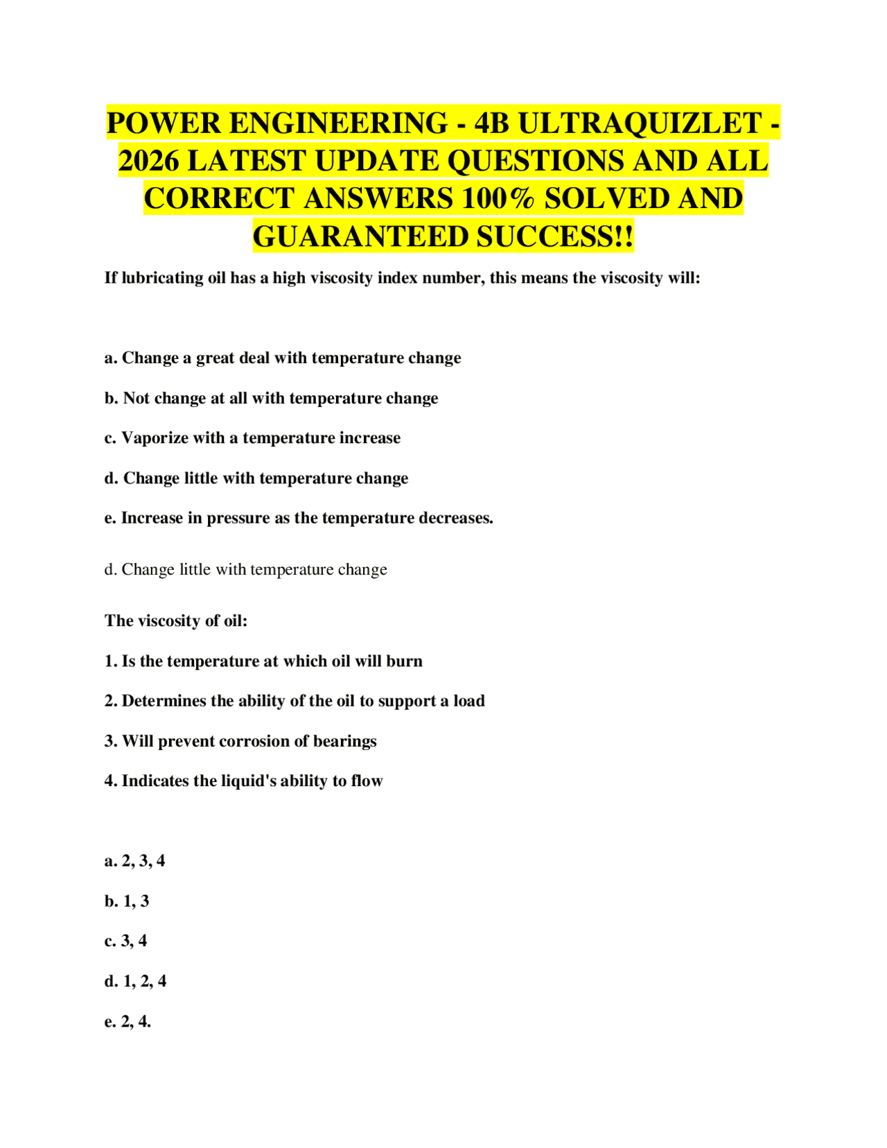 POWER ENGINEERING - 4B ULTRAQUIZLET - 2026 LATEST UPDATE QUESTIONS AND ...