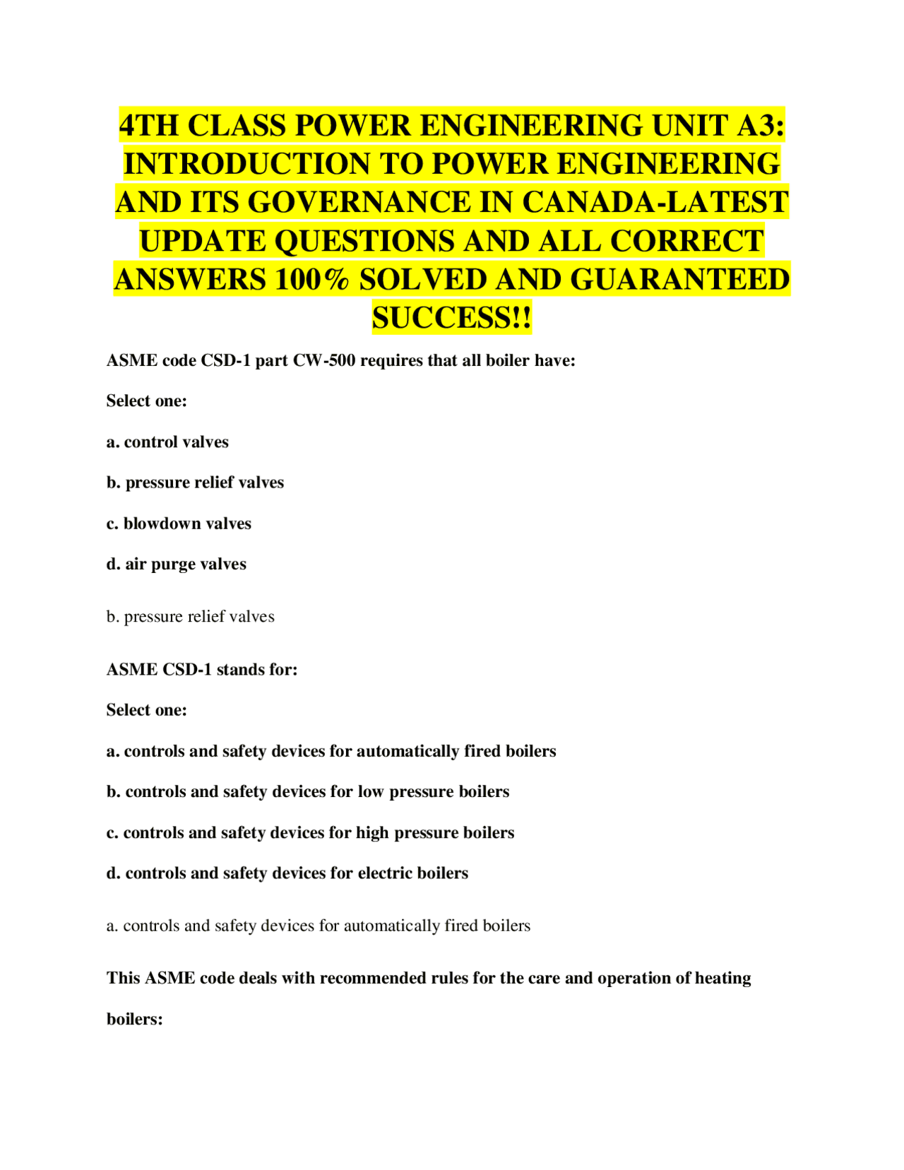 4TH CLASS POWER ENGINEERING UNIT A3: INTRODUCTION TO POWER ENGINEERING ...