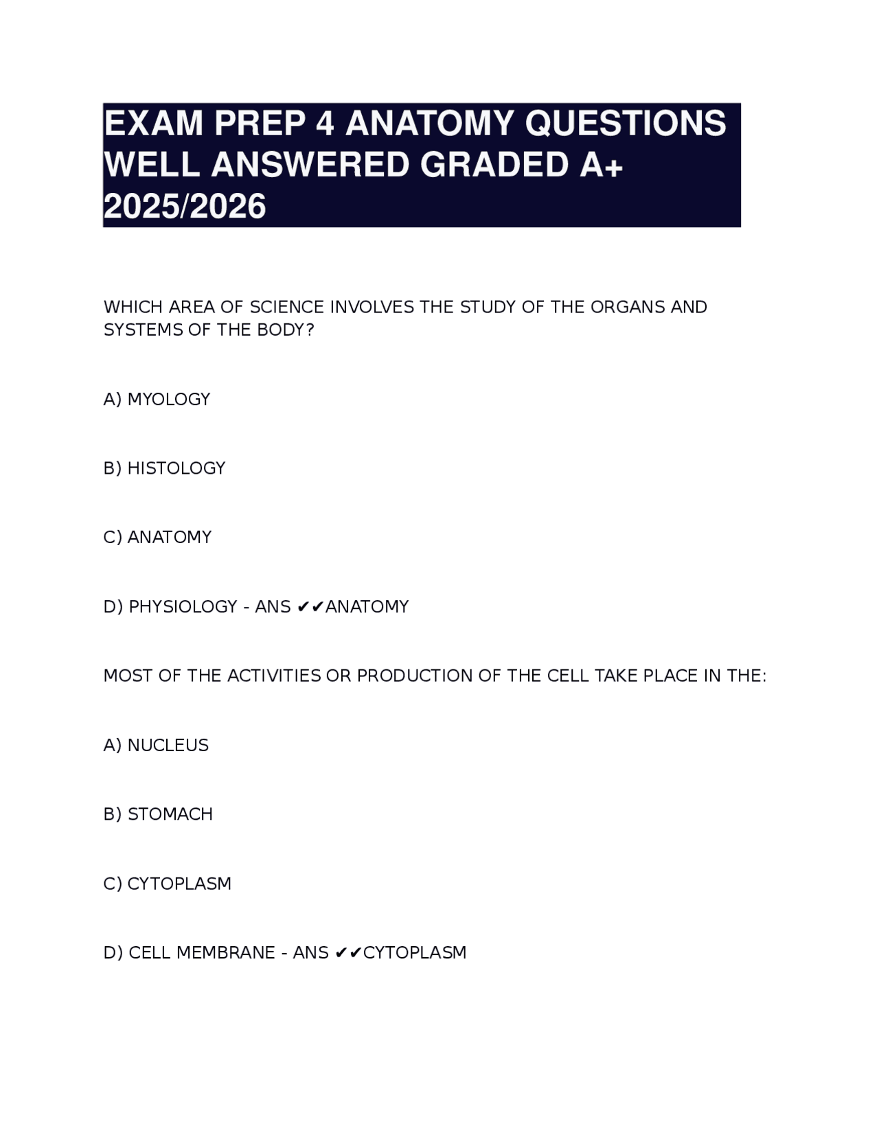 EXAM PREP 4 ANATOMY QUESTIONS WELL ANSWERED GRADED A+ 2025-2026-13.docx ...