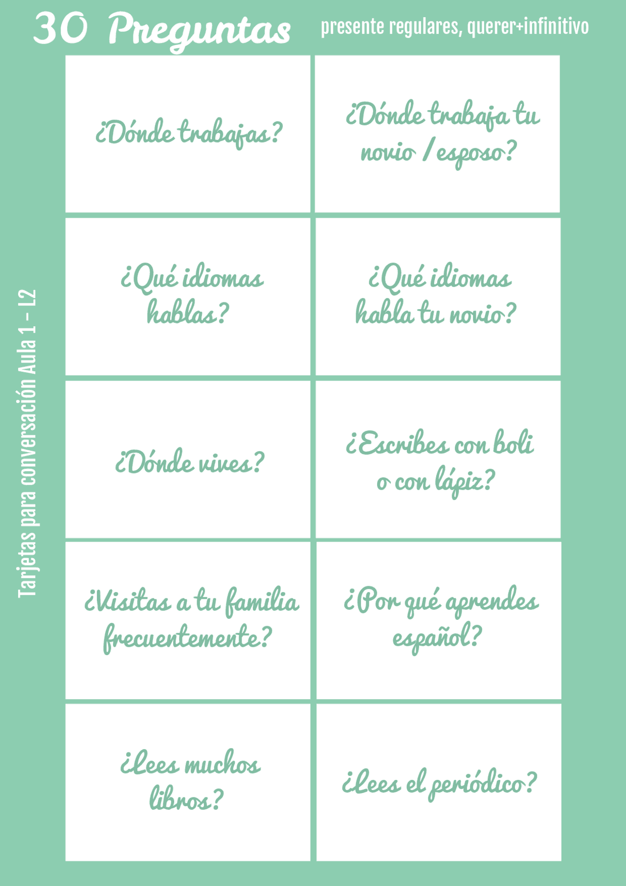 Conversación nivel A1-L 6 | Quizzes Spanish Language | Docsity