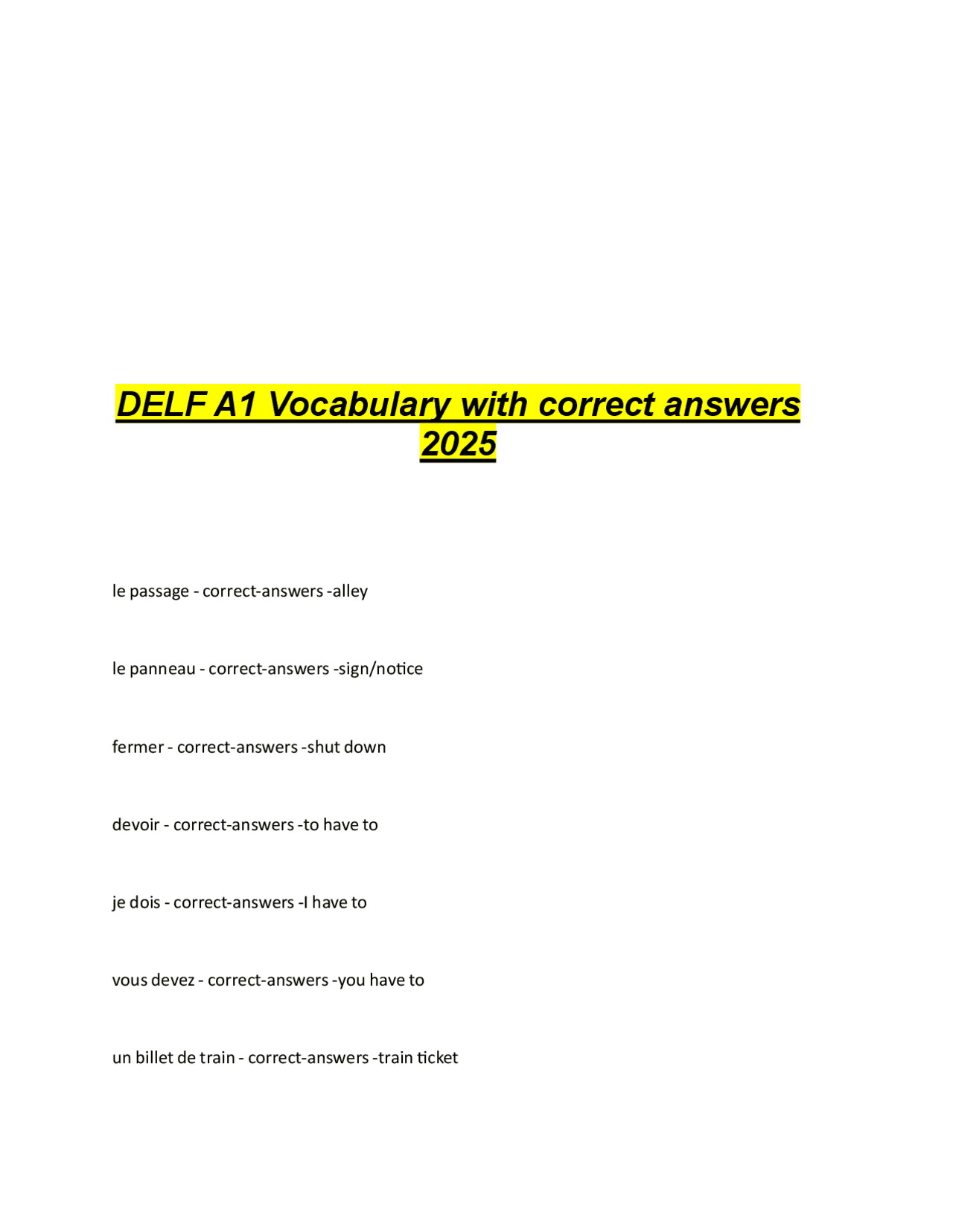 DELF A1 Vocabulary List 2025 | French Beginner Words for Exam | Exams ...