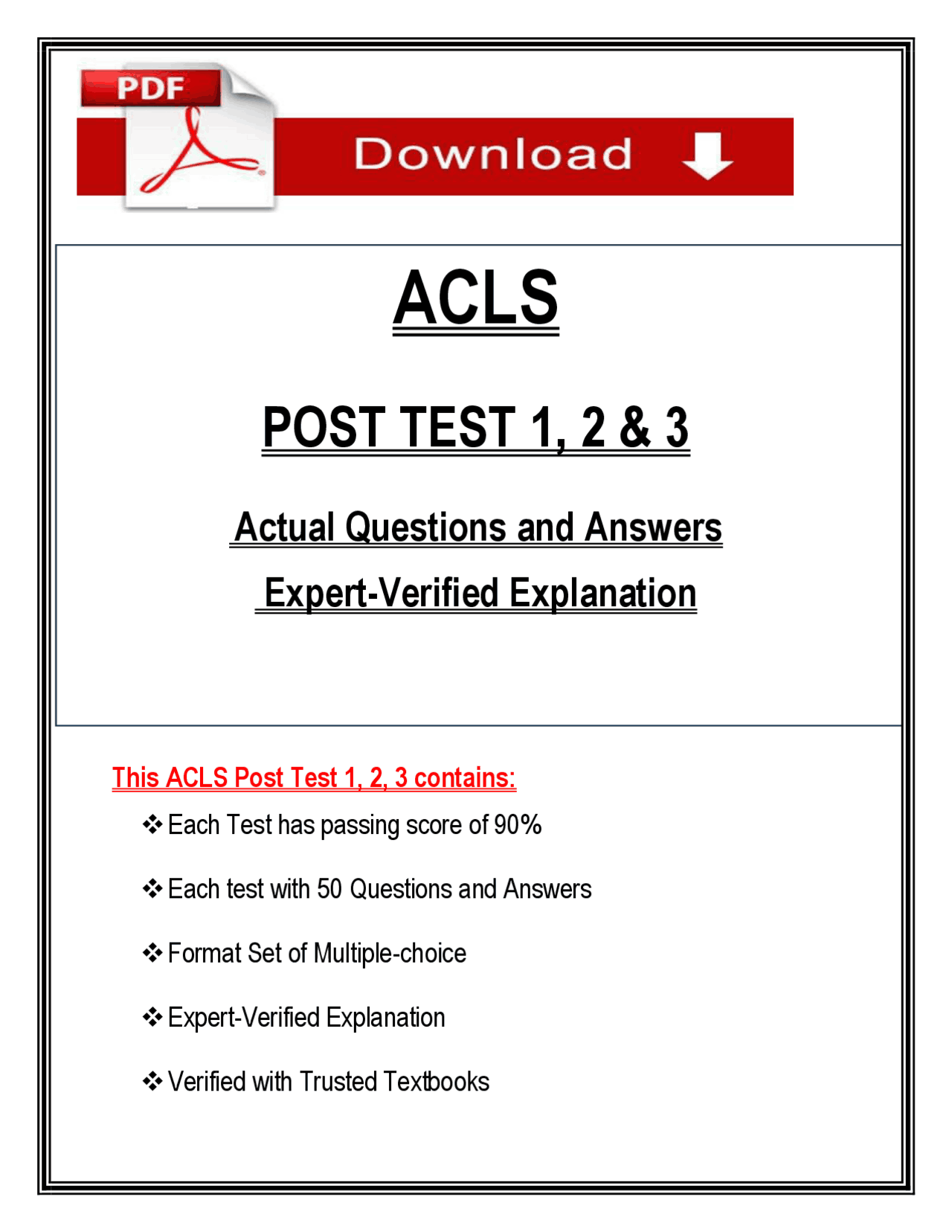 ACLS Post Test 1, 2 & 3 (PDF) 2026/2027 | Actual Q&A | Expert Verified ...
