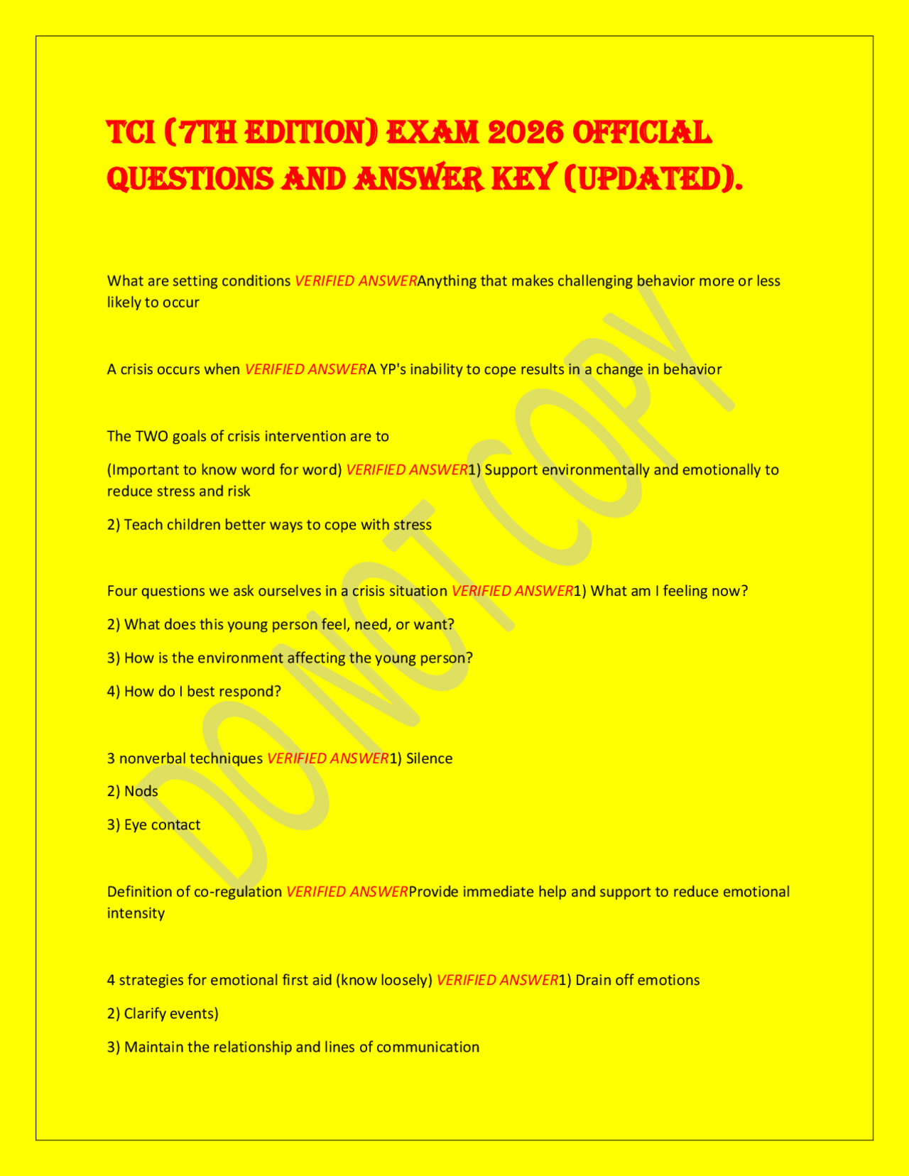 TCI (7TH EDITION) EXAM 2026 OFFICIAL QUESTIONS AND ANSWER KEY (UPDATED ...