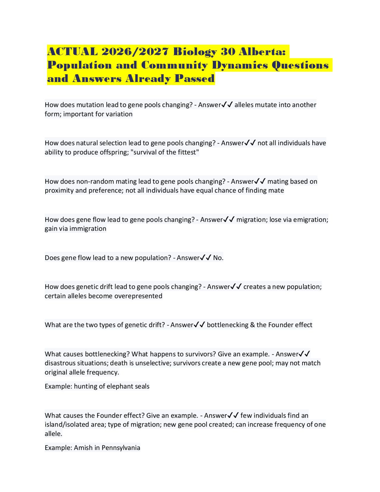 ACTUAL 2026/2027 Biology 30 Alberta: Population and Community Dynamics ...