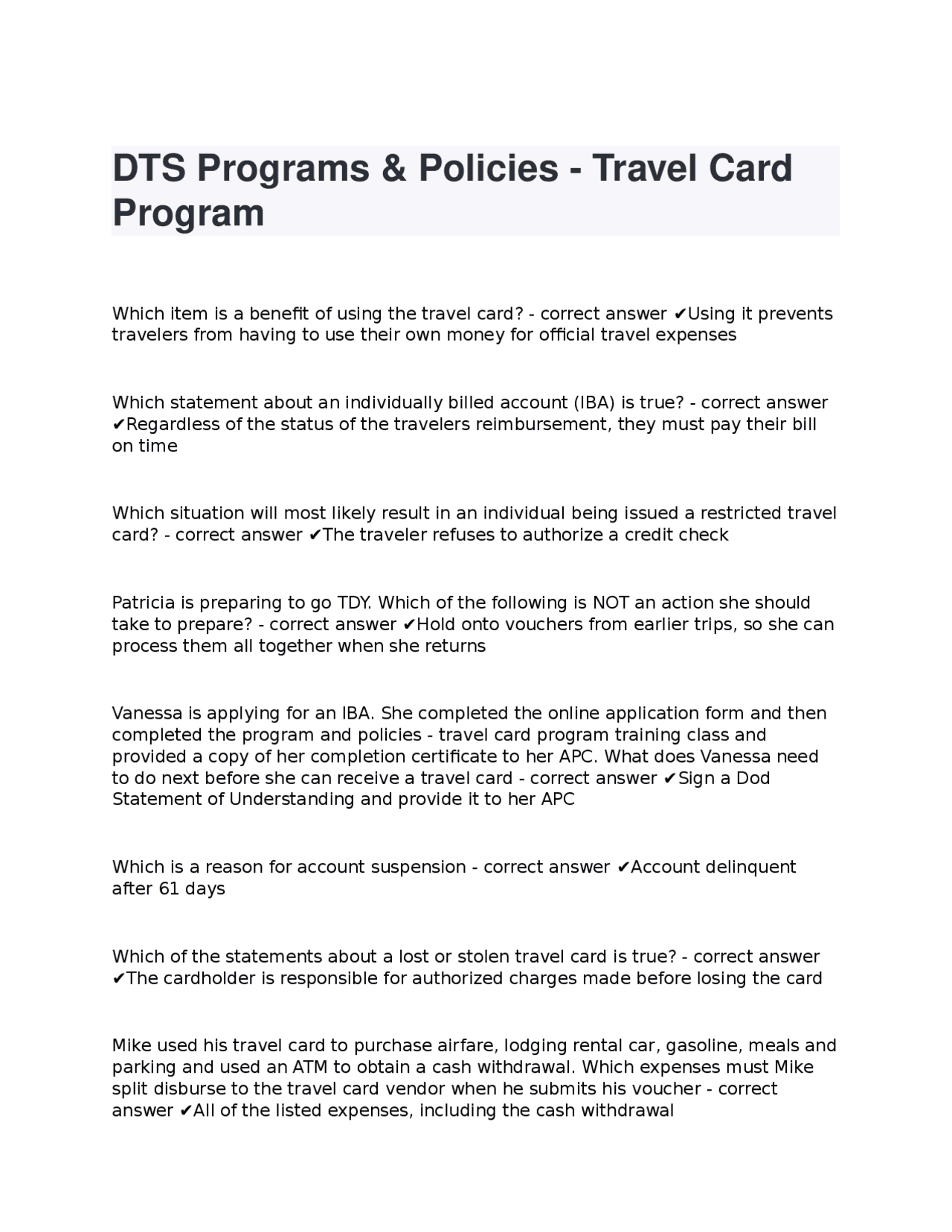 DTS Programs & Policies - Travel Card Program questions well answered ...