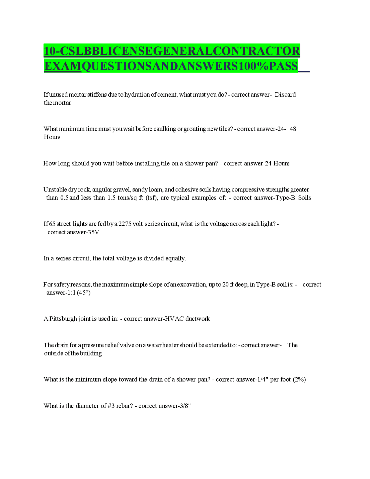 California CSLB B License General Contractor Exam Study Guide ...