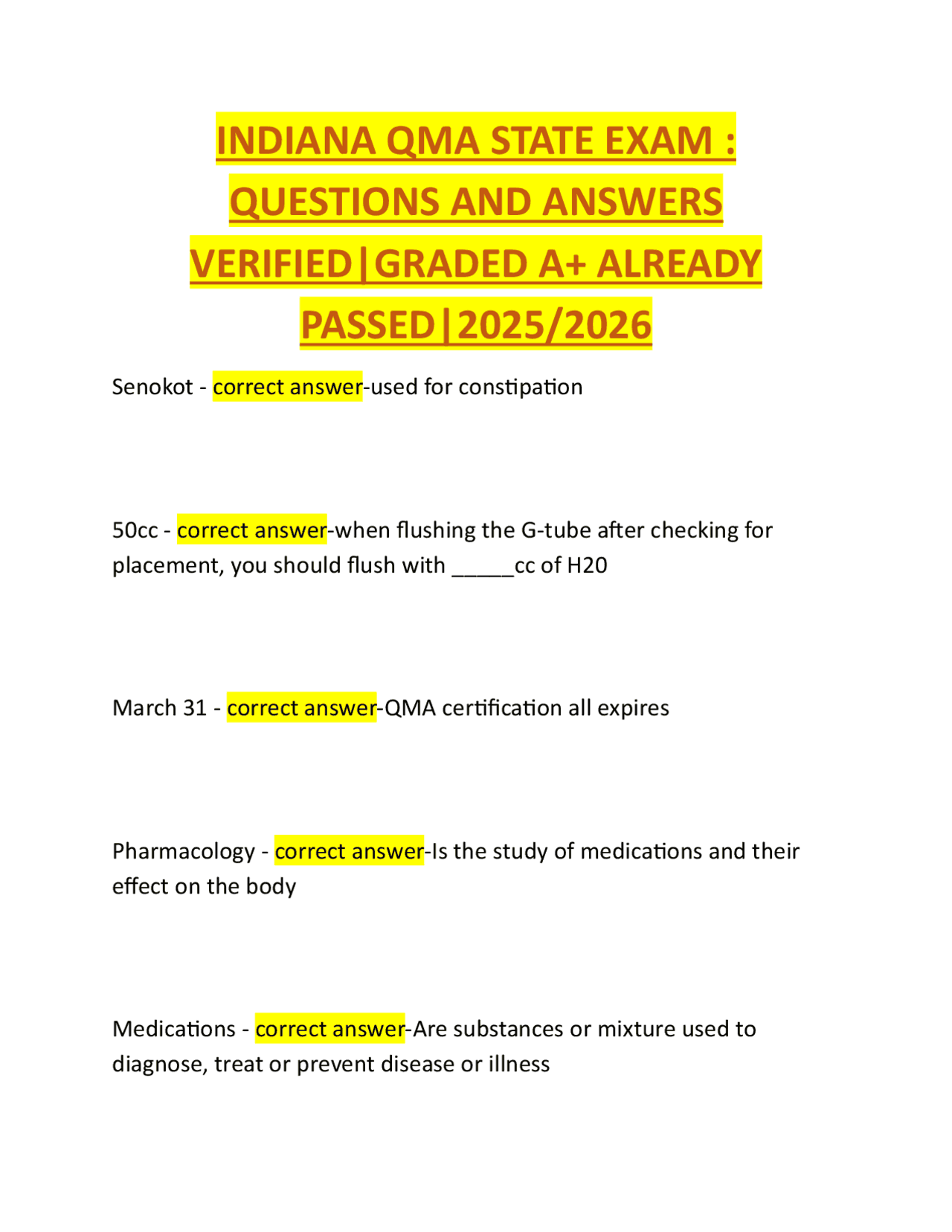 INDIANA QMA STATE EXAM: QUESTIONS AND ANSWERS VERIFIED|GRADED A+ ...