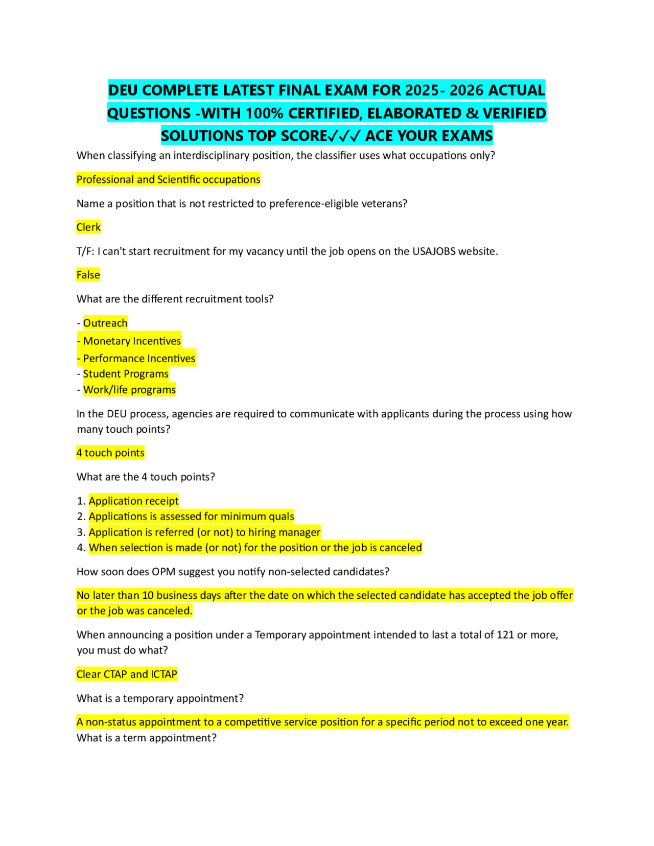 DEU COMPLETE LATEST FINAL EXAM FOR 2025- 2026 ACTUAL QUESTIONS -WITH ...