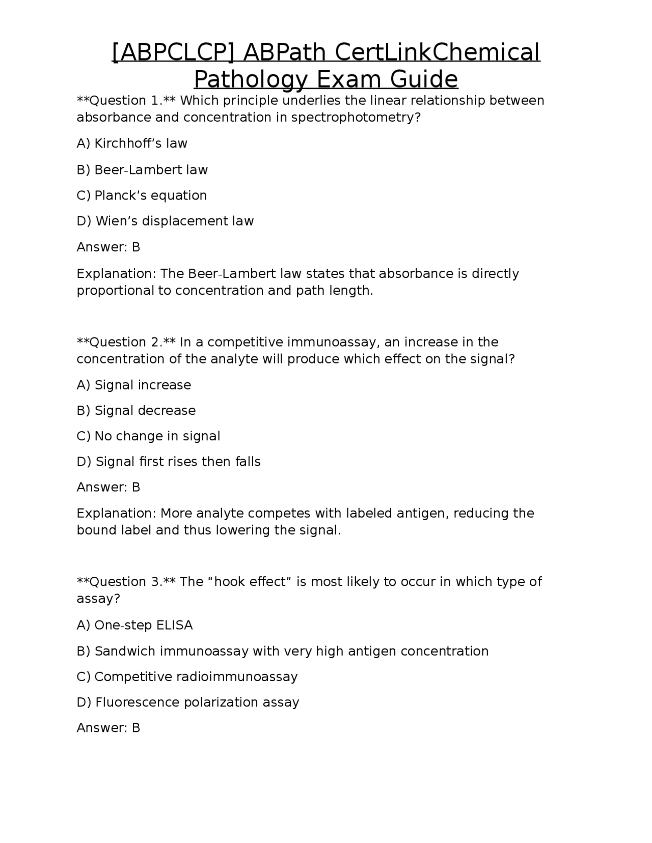 [ABPCLCP] ABPath CertLinkChemical Pathology Exam Guide | Exams ...