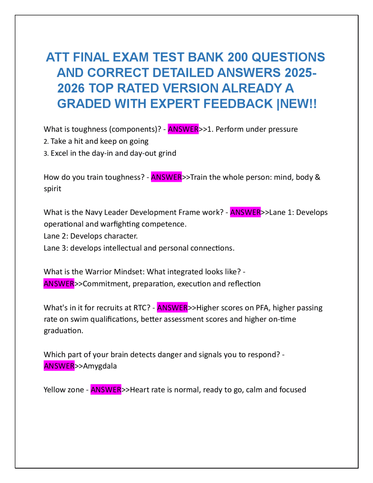 ATT FINAL EXAM TEST BANK 200 QUESTIONS AND CORRECT DETAILED ANSWERS ...