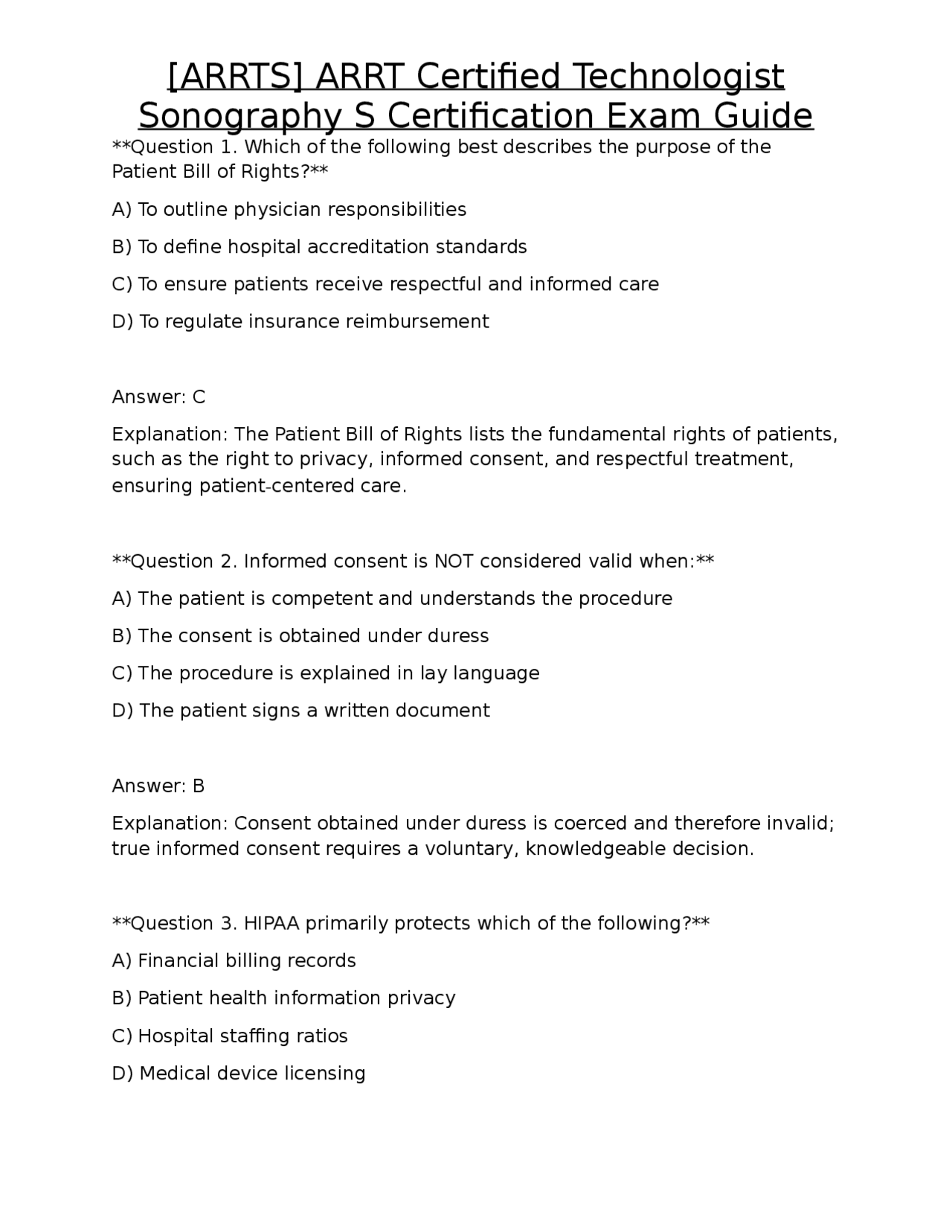[ARRTS] ARRT Certified Technologist Sonography S Certification Exam ...