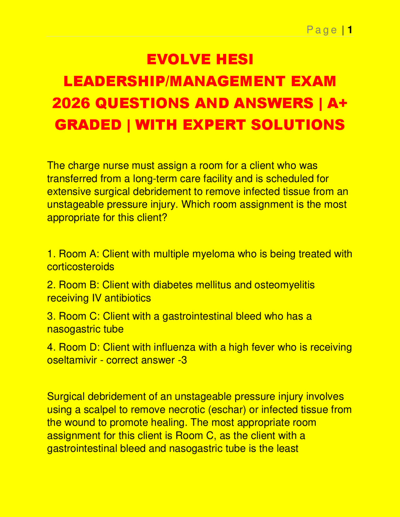 EVOLVE HESI LEADERSHIP/MANAGEMENT EXAM 2026 QUESTIONS AND ANSWERS | A+ ...