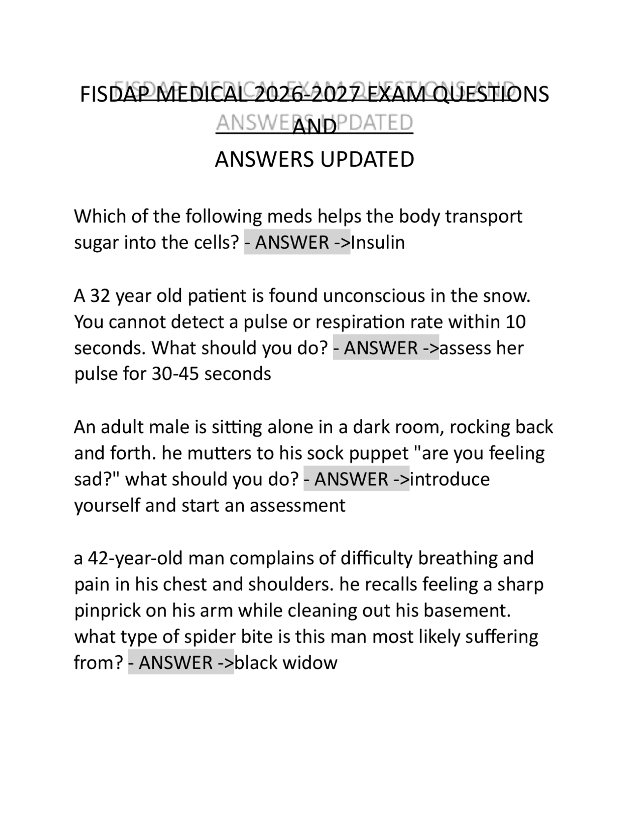 FISDAP MEDICAL 2026-2027 EXAM QUESTIONS AND ANSWERS UPDATED Which of ...
