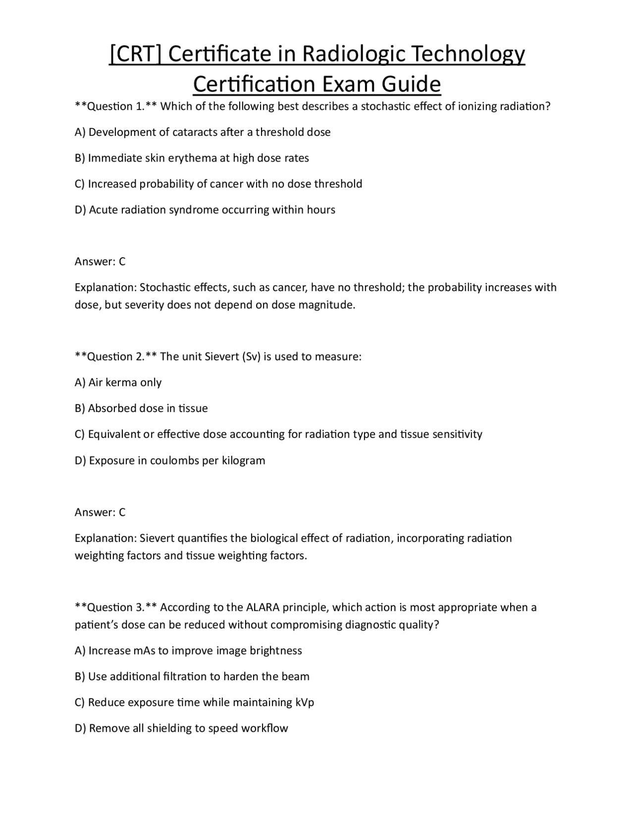 [CRT] Certificate in Radiologic Technology Certification Exam Guide ...