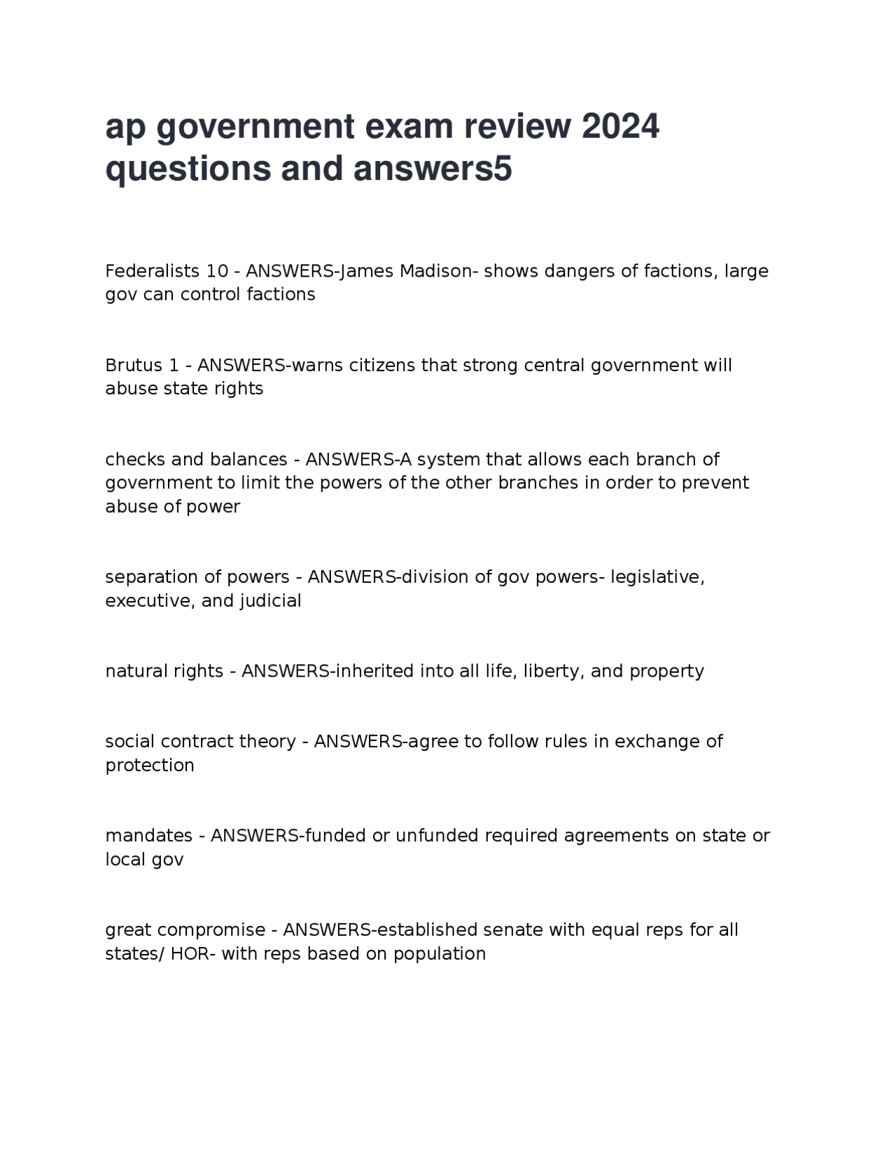 ap government exam review 2024 questions and answers | Exams Advanced ...