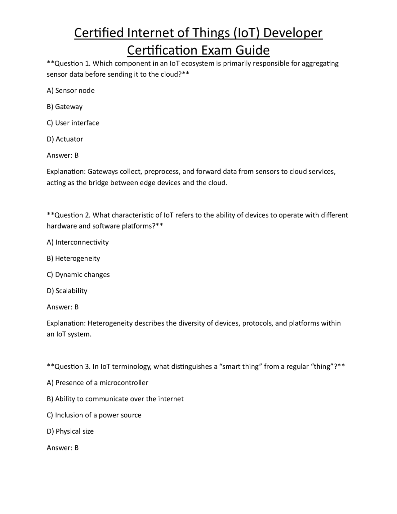 Certified Internet of Things (IoT) Developer Certification Exam Guide ...
