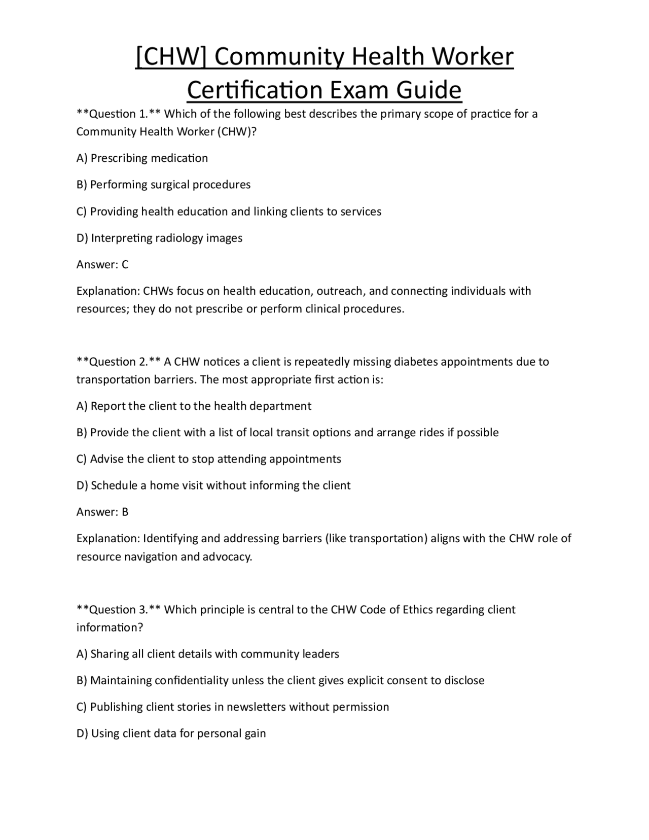 [CHW] Community Health Worker Certification Exam Guide | Exams ...