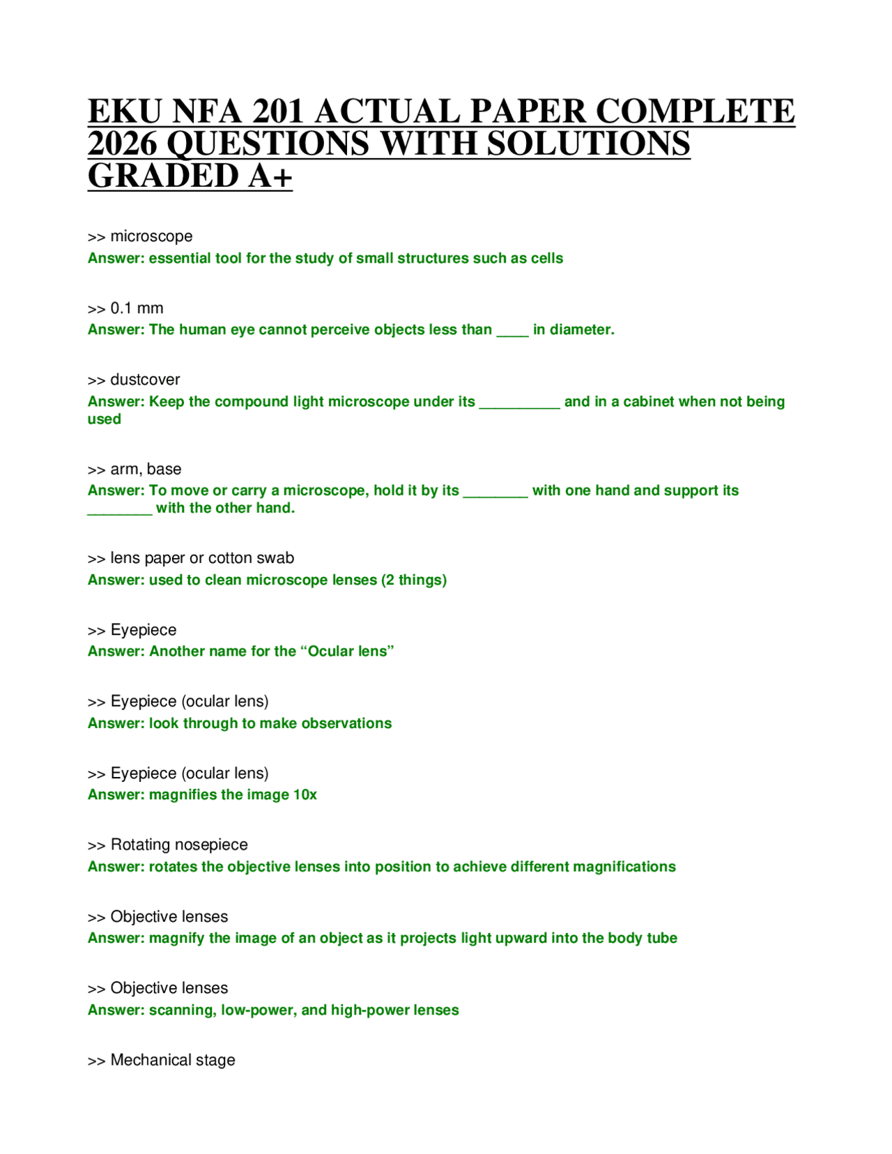 EKU NFA 201 ACTUAL PAPER COMPLETE 2026 QUESTIONS WITH SOLUTIONS GRADED ...