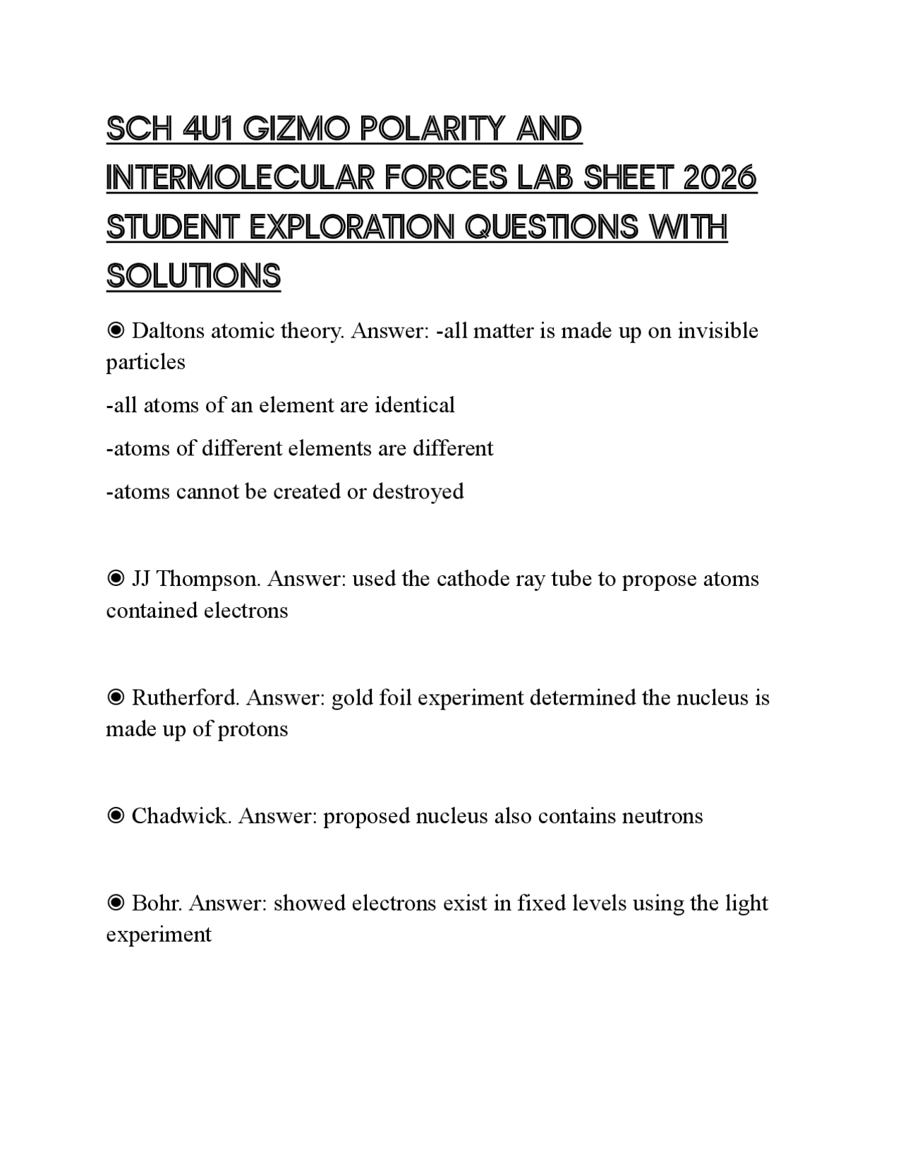 SCH 4U1 GIZMO POLARITY AND INTERMOLECULAR FORCES LAB SHEET 2026 STUDENT ...