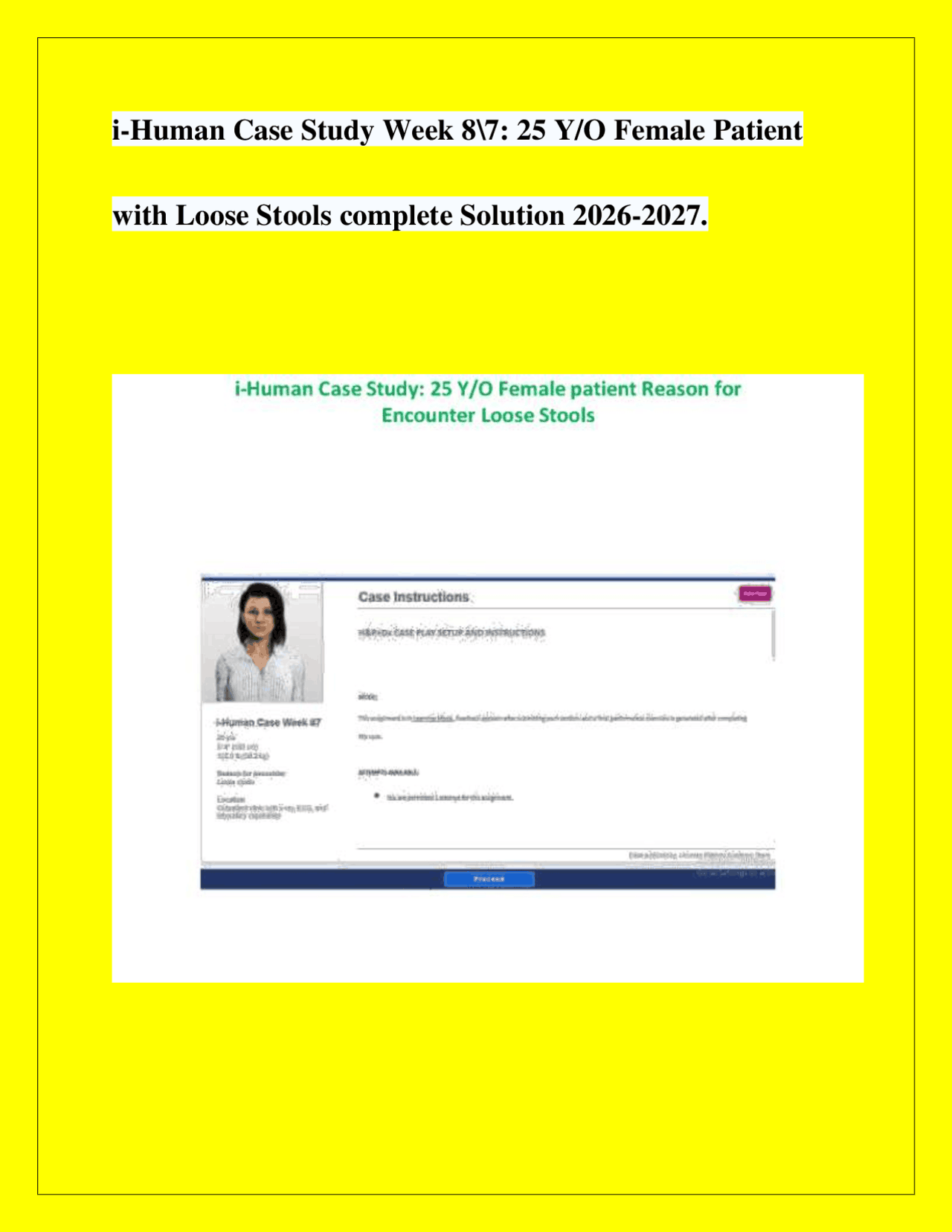 i-Human Case Study Week 87: 25 Y/O Female Patient with Loose Stools ...
