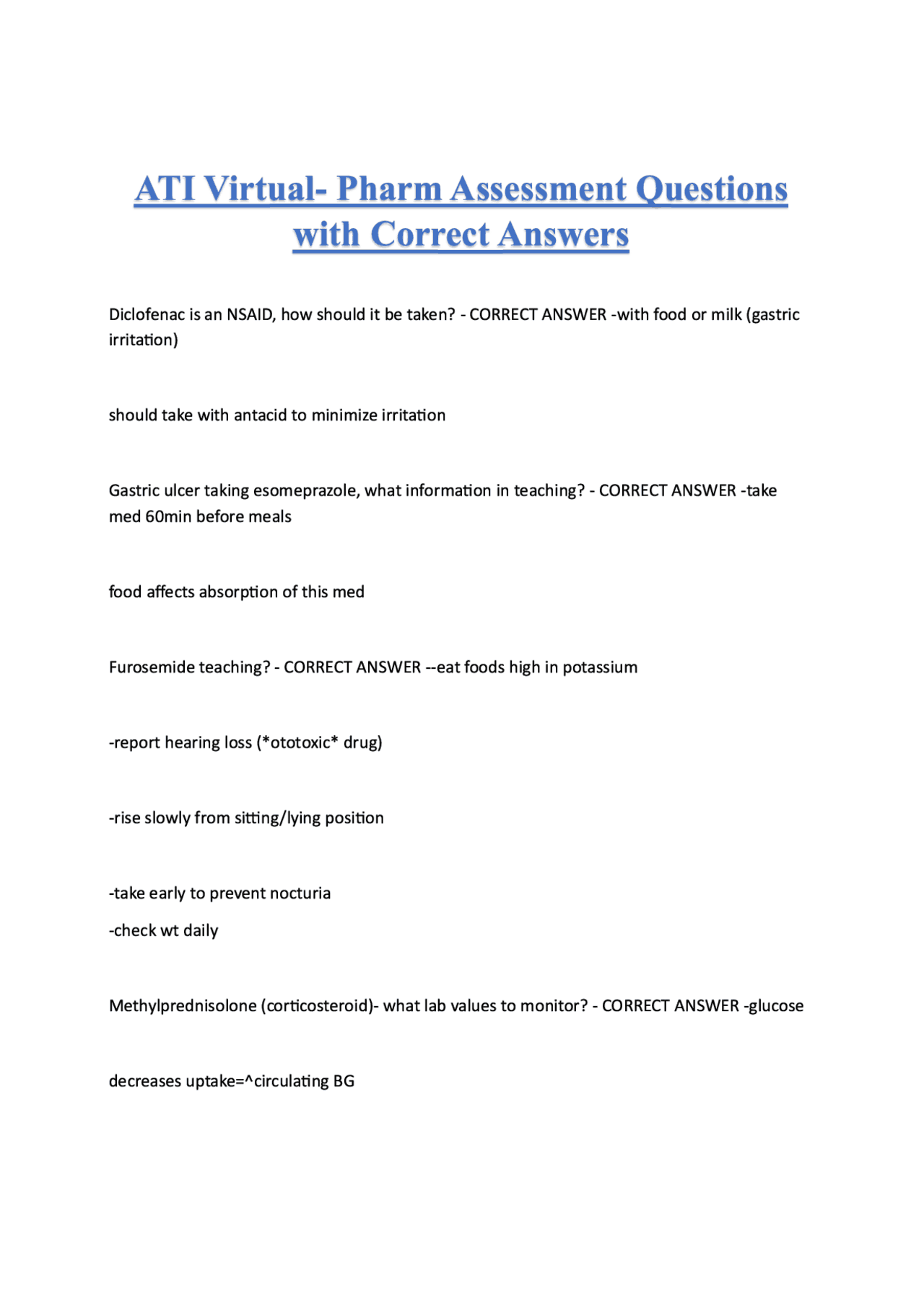ATI Virtual Pharmacology Assessment Questions with Correct Answers 2026 ...