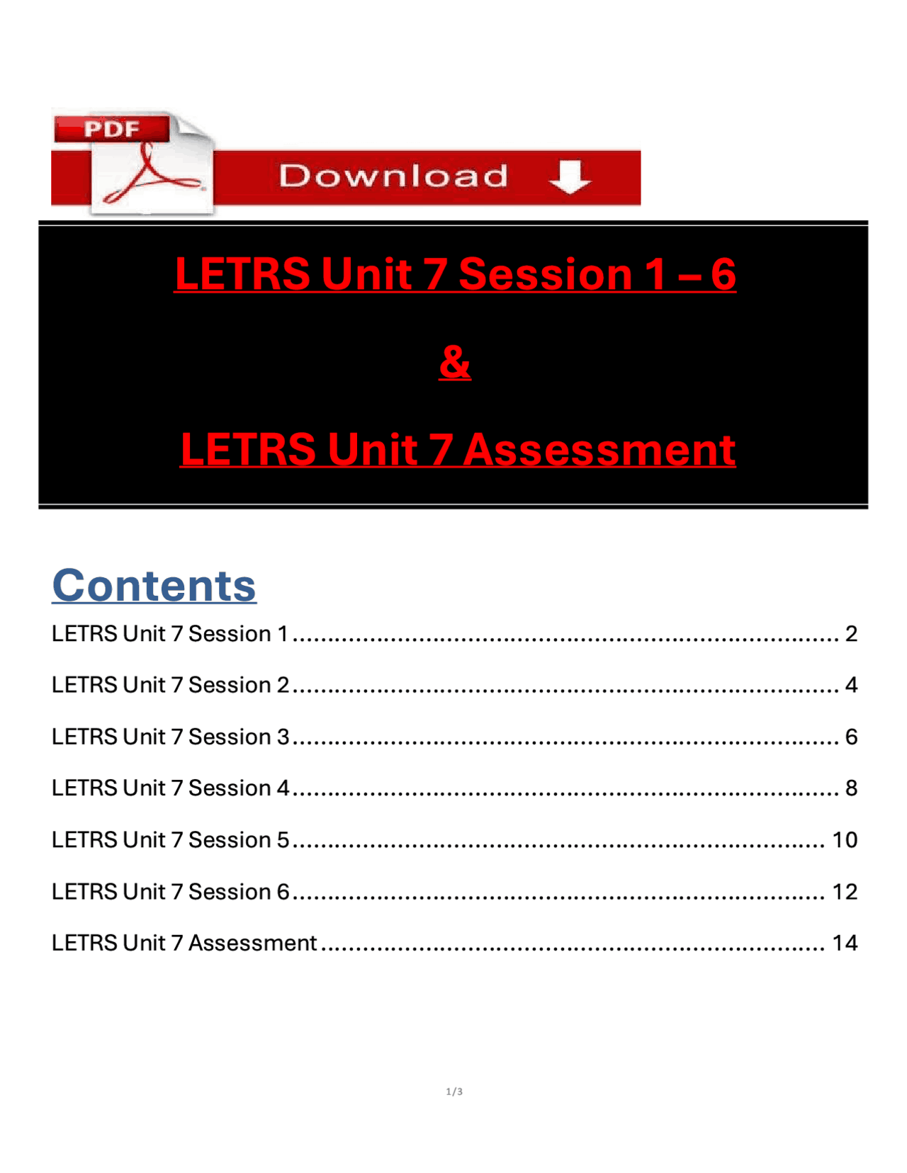 LETRS Unit 7 Session 1 – 6 & LETRS Unit 7 Assessment | Study notes ...