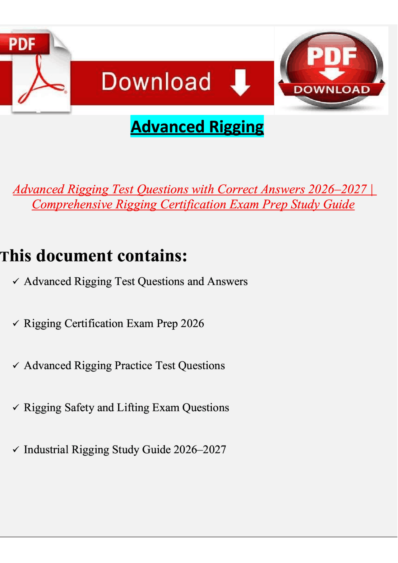 Advanced Rigging Test Questions – Correct Answers (2026–2027 ...