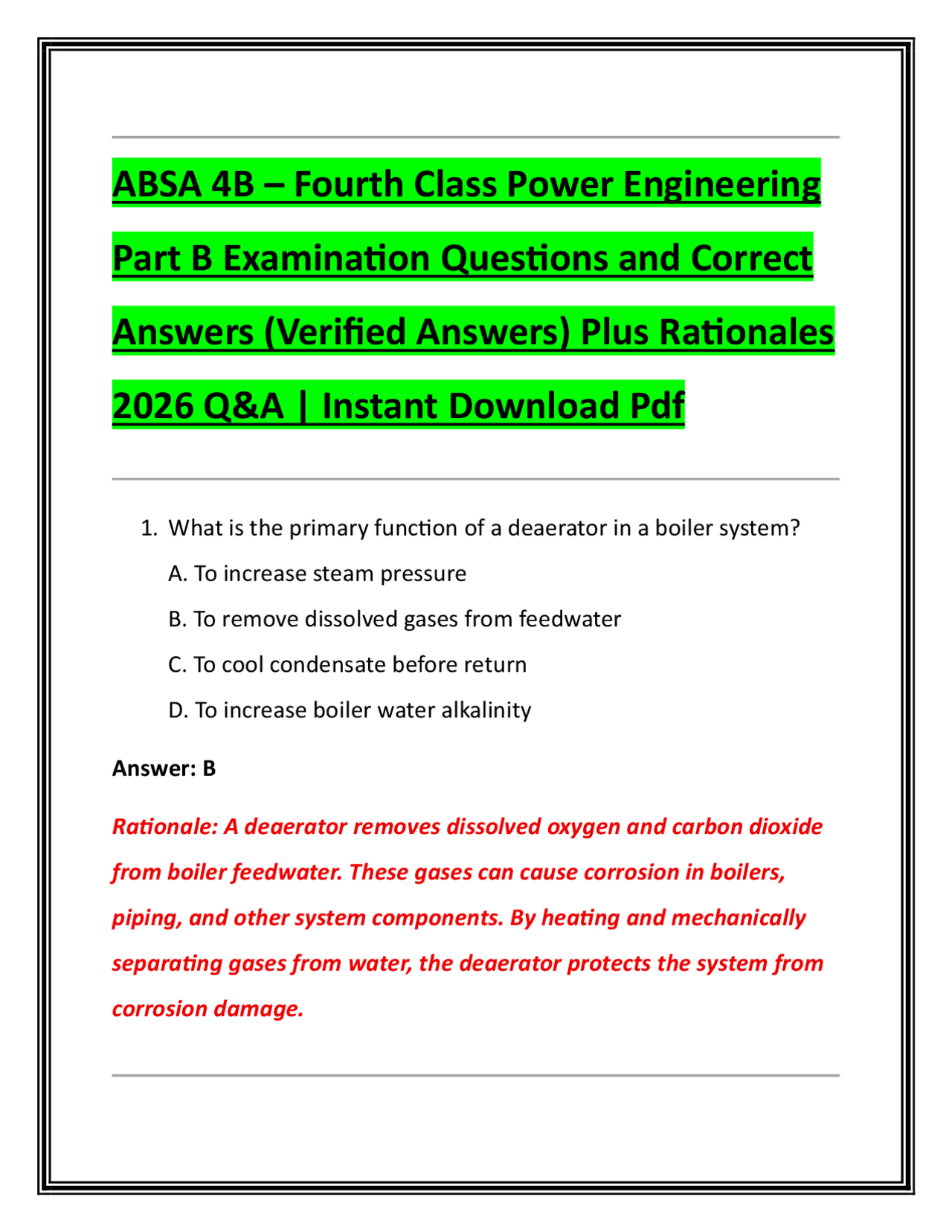 ABSA 4B – Fourth Class Power Engineering Part B Examination Questions ...
