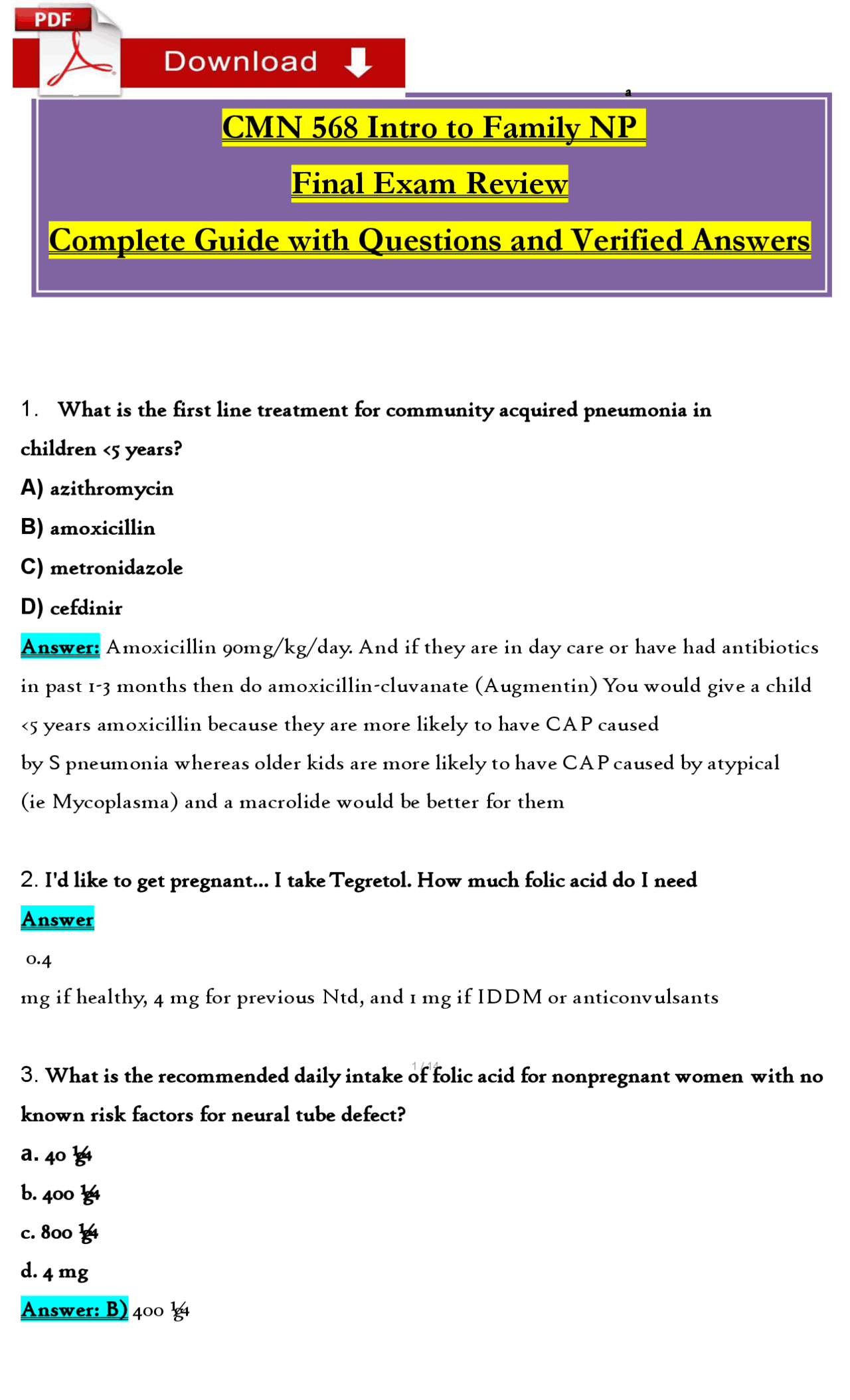 CMN 568 Final Exam Review (2026/2027) | Intro to Family NP Practice ...