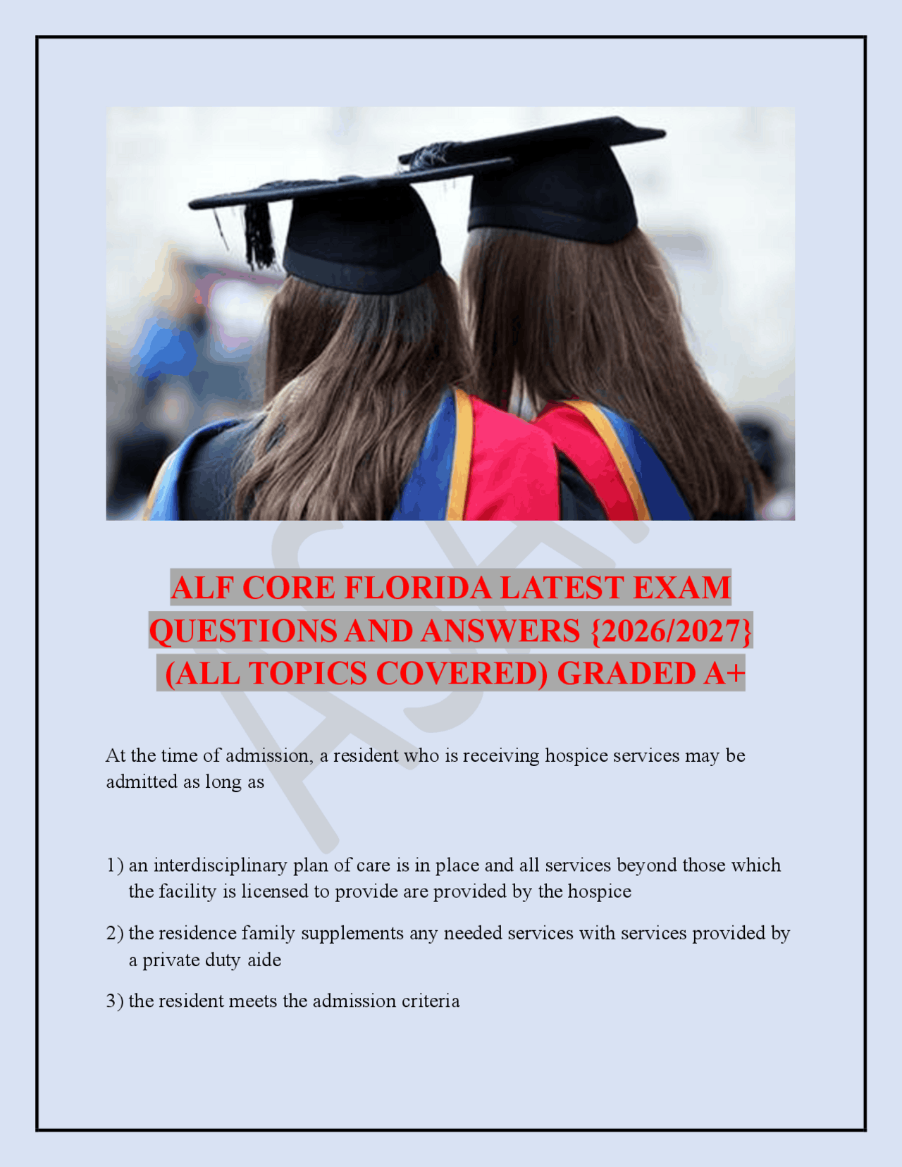 Florida ALF CORE Exam Study Guide: 500+ Q&A 2026 | Exams Insurance law ...