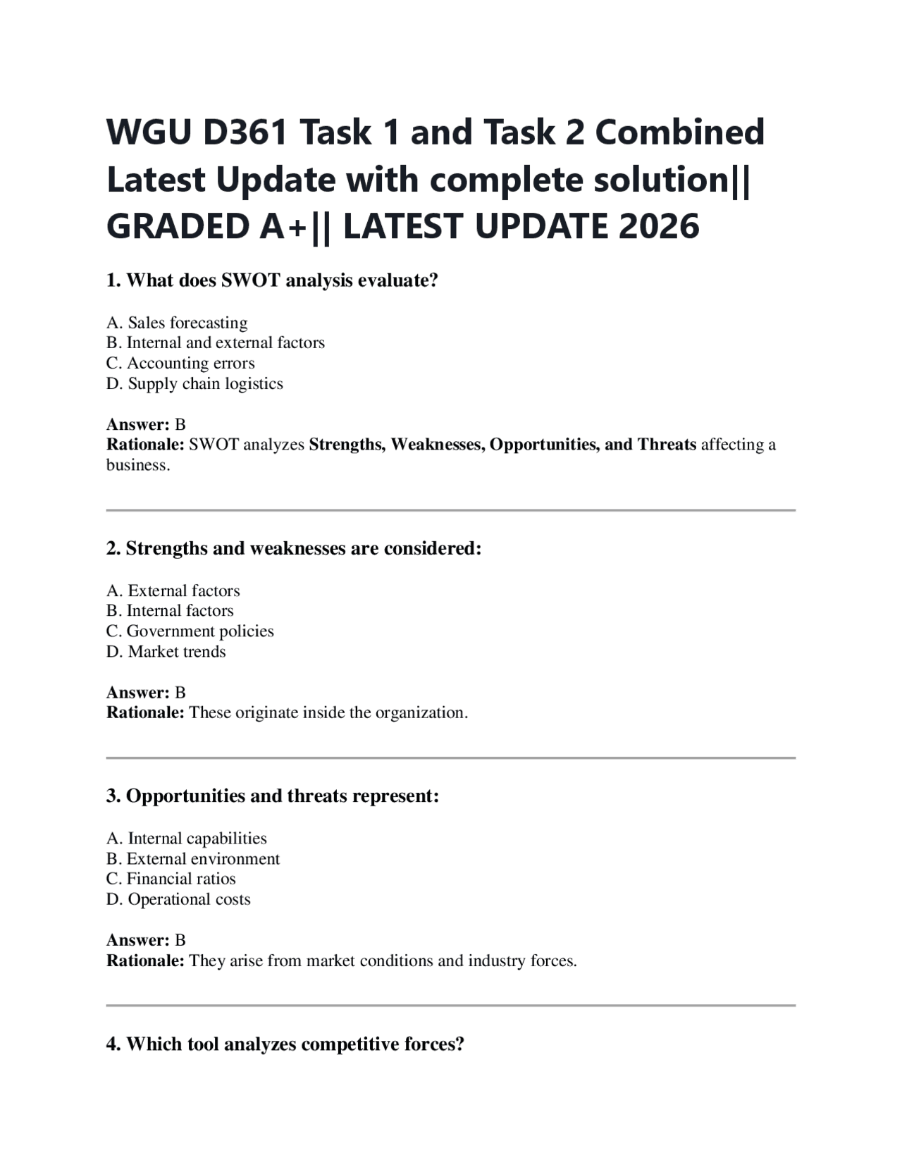 WGU D361 Task 1 and Task 2 Combined Latest Update with complete ...