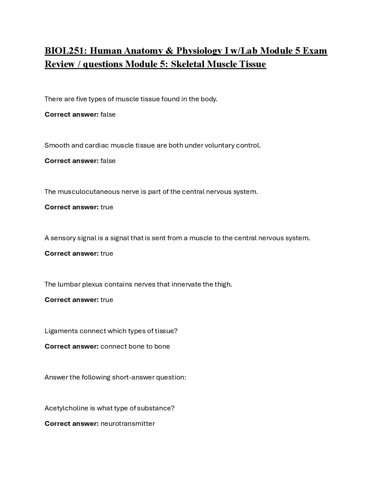 BIOL 251 Human Anatomy and Physiology 1 Lab Module 5 Exam Review ...