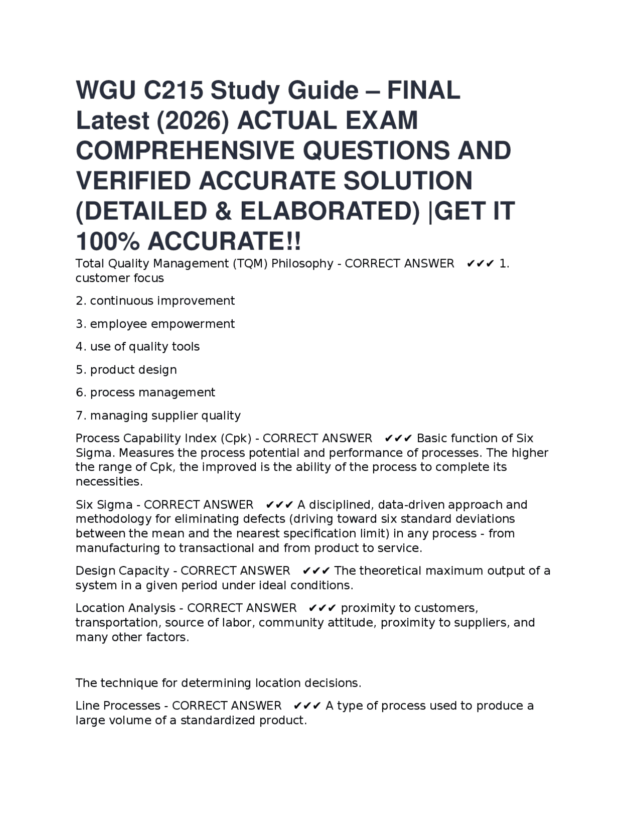 WGU C215 Study Guide – FINAL Latest (2026) ACTUAL EXAM COMPREHENSIVE ...