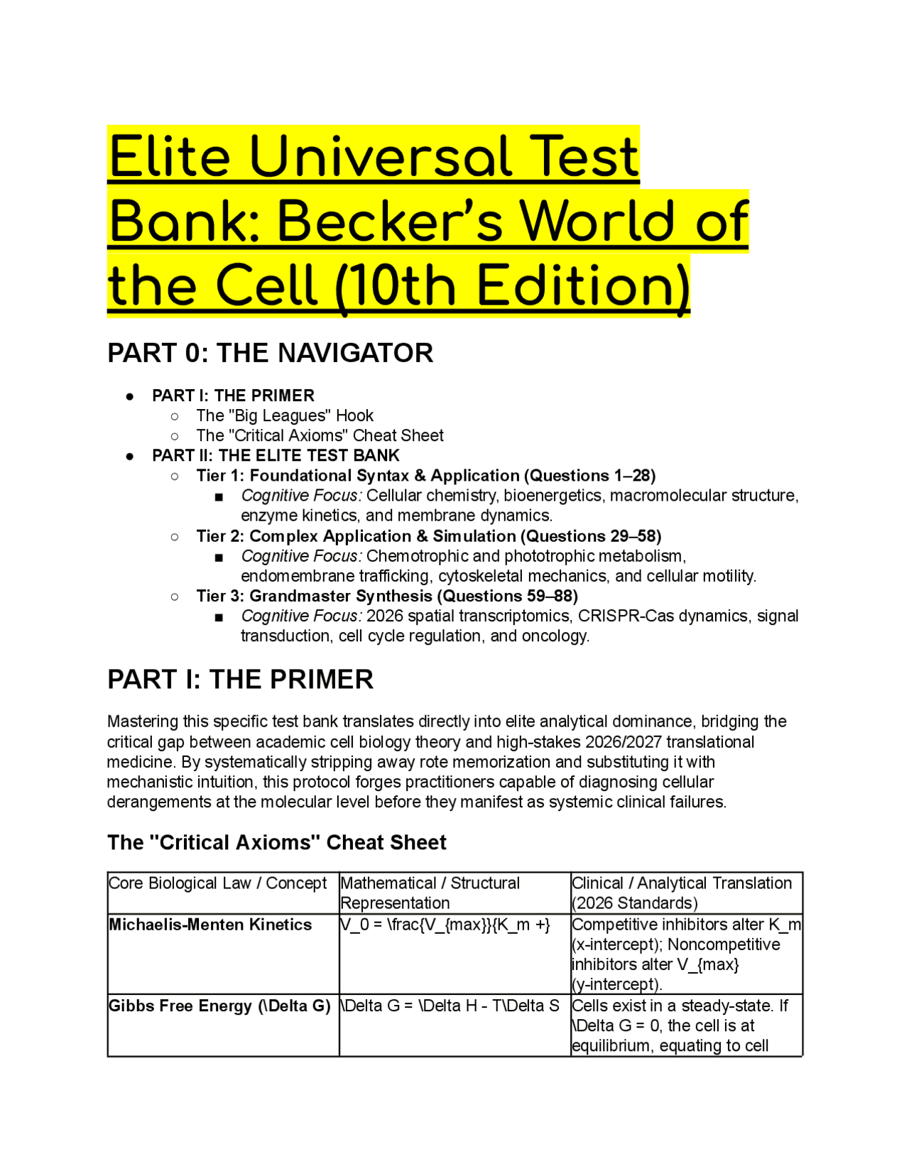 2026/2027 Test Bank for Becker’s World of the Cell (10th Edition) - 88 ...