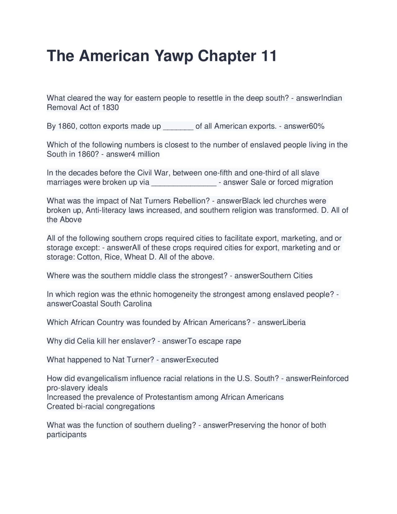The American Yawp Chapter 11. Questions and Answers Fully Solved ...