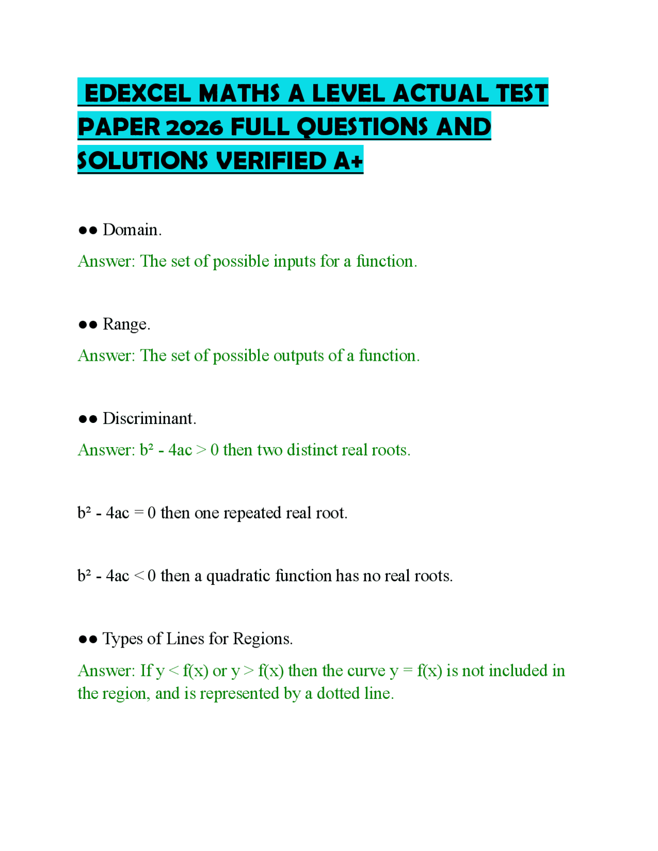 EDEXCEL MATHS A LEVEL ACTUAL TEST PAPER 2026 FULL QUESTIONS AND ...