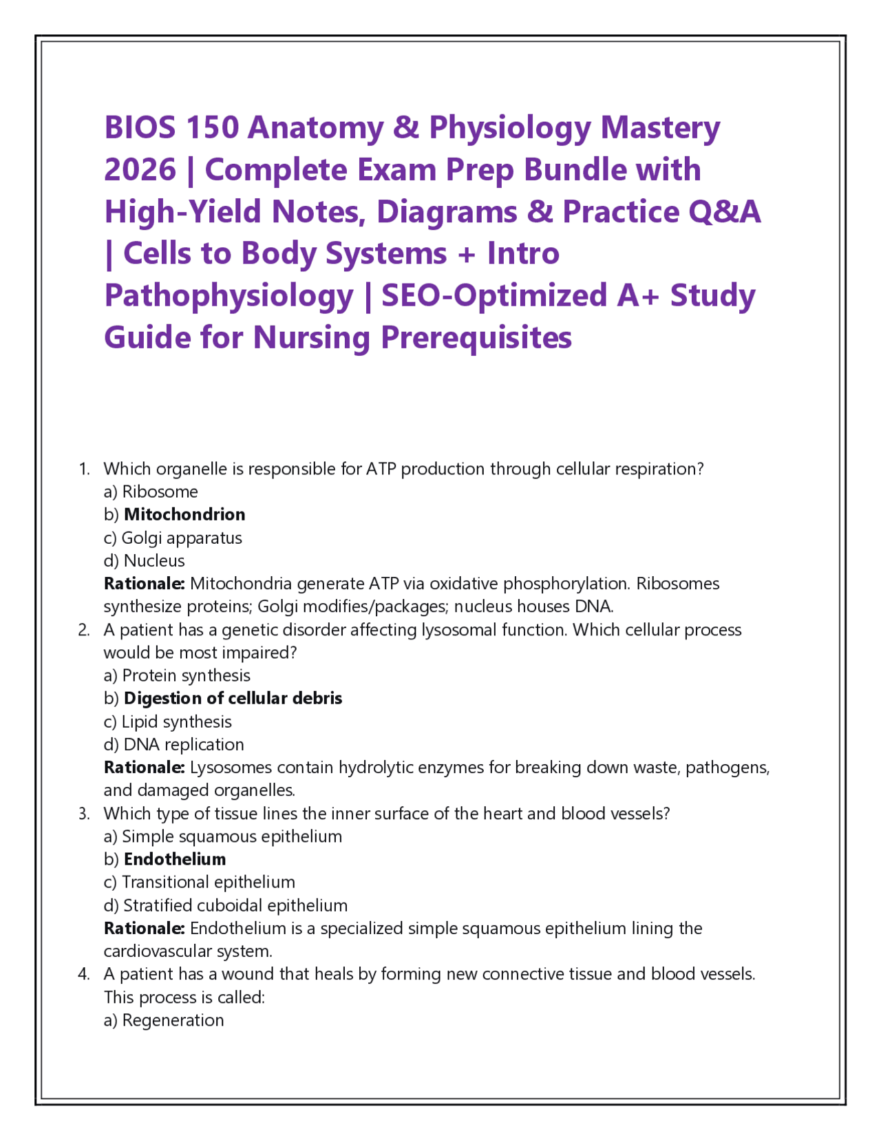 BIOS 150 Anatomy & Physiology Mastery 2026 | Complete Exam Prep Bundle ...