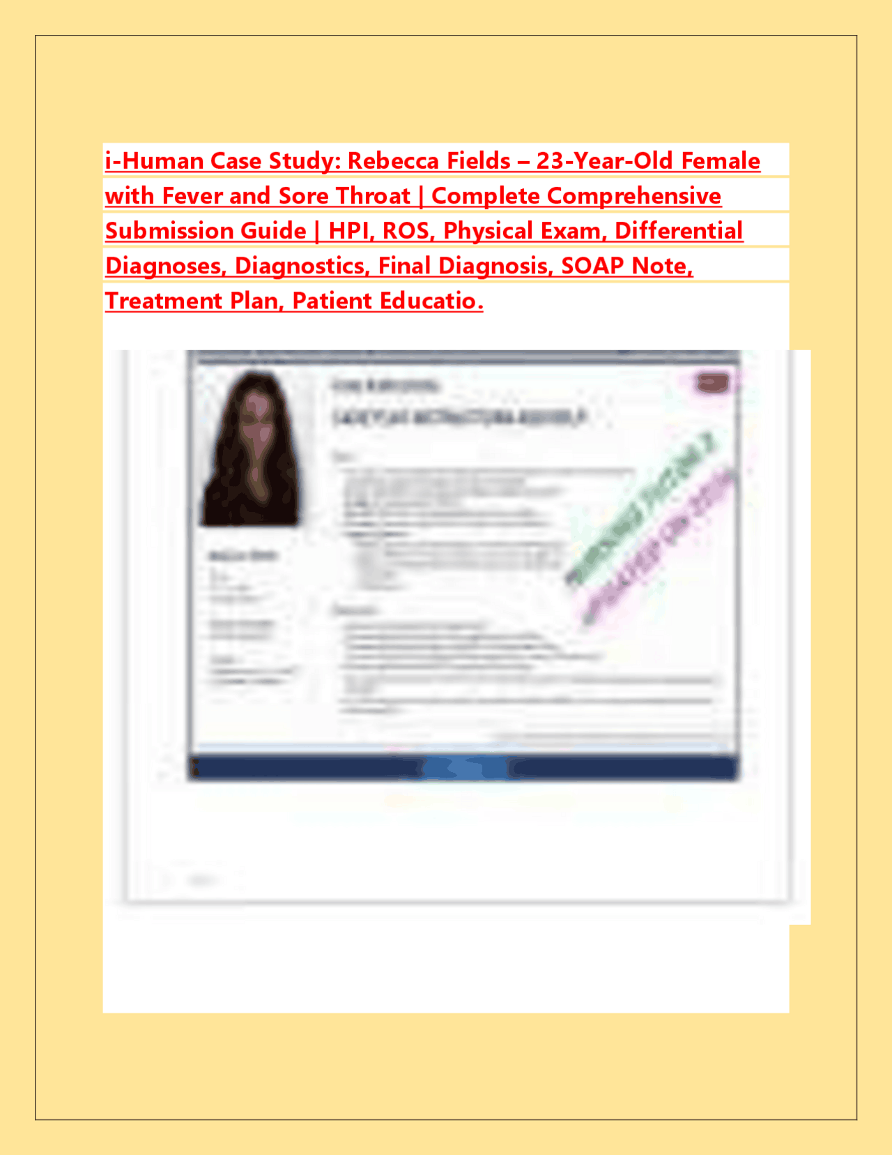 i-Human Case Study: Rebecca Fields – 23-Year-Old Female with Fever and ...