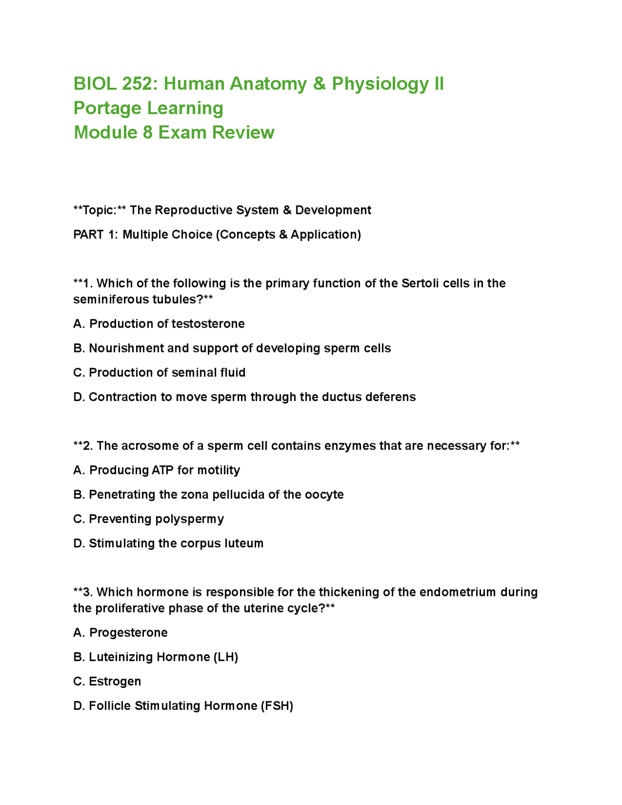 BIOL 252 Human Anatomy & Physiology II (Lab): Module 4 Exam Review – 82 ...