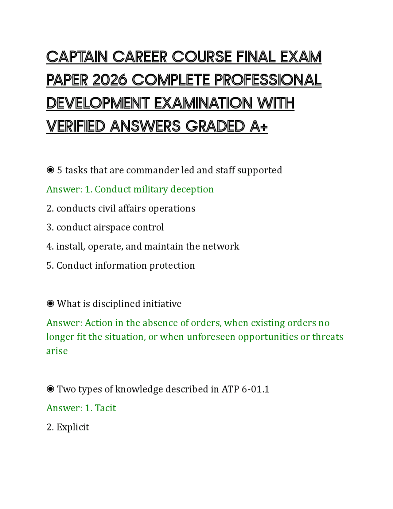 CAPTAIN CAREER COURSE FINAL EXAM PAPER 2026 COMPLETE PROFESSIONAL ...