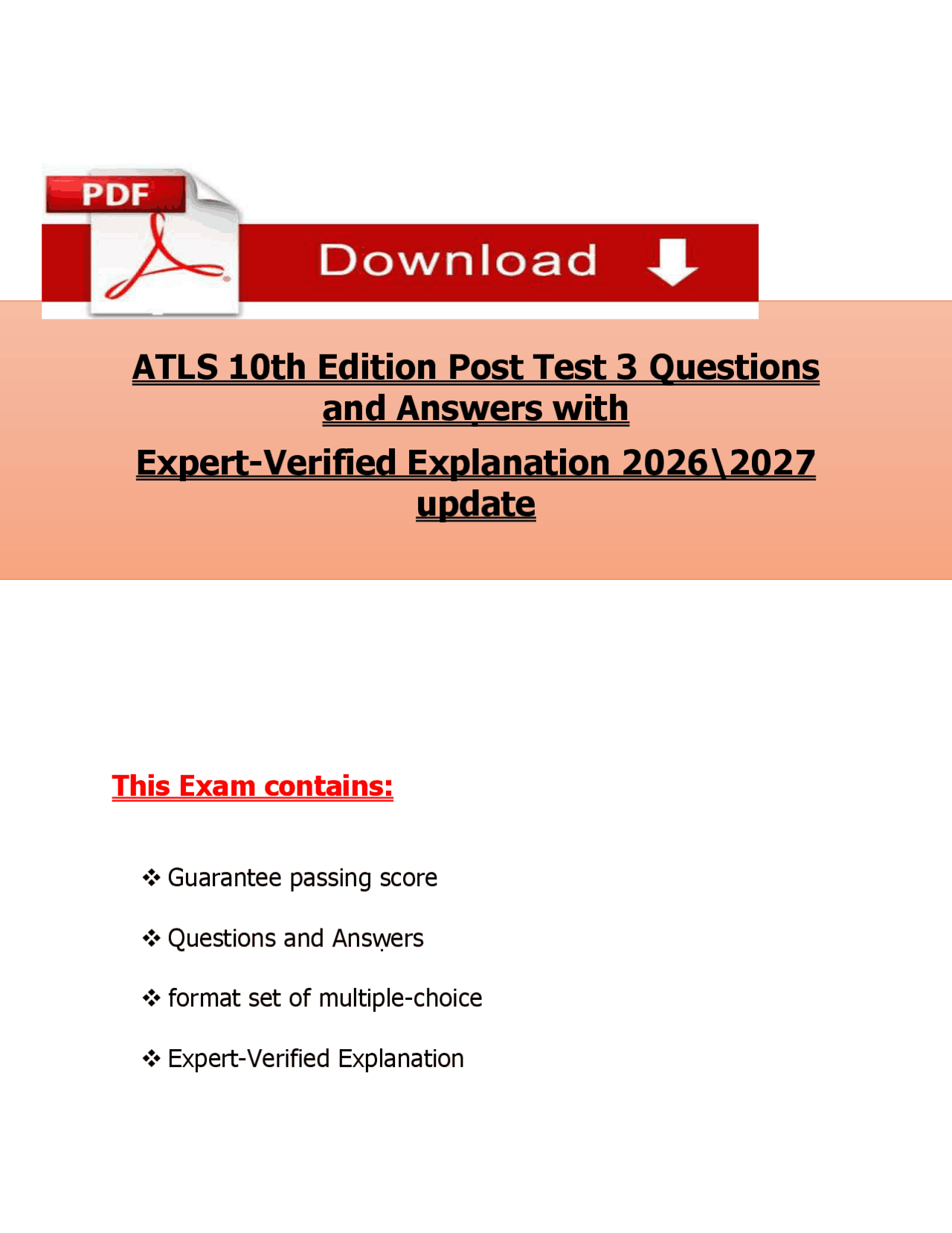 ATLS 10th Edition Post Test 3: 50 Q&A with Expert Rationales 2026 ...
