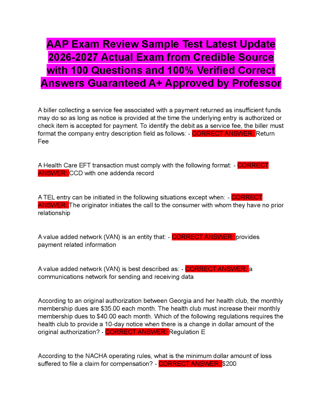 AAP Exam Review Sample Test Latest Update 2026-2027 Actual Exam from ...